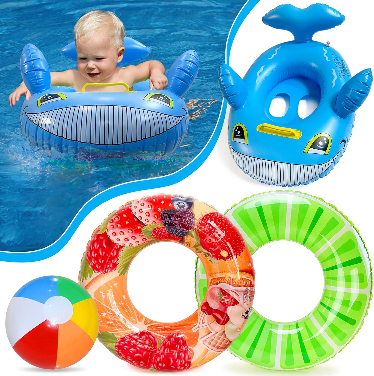 Lubibi Inflatable Pool Floats, 4pcs Swimming Pool Inflatables ...