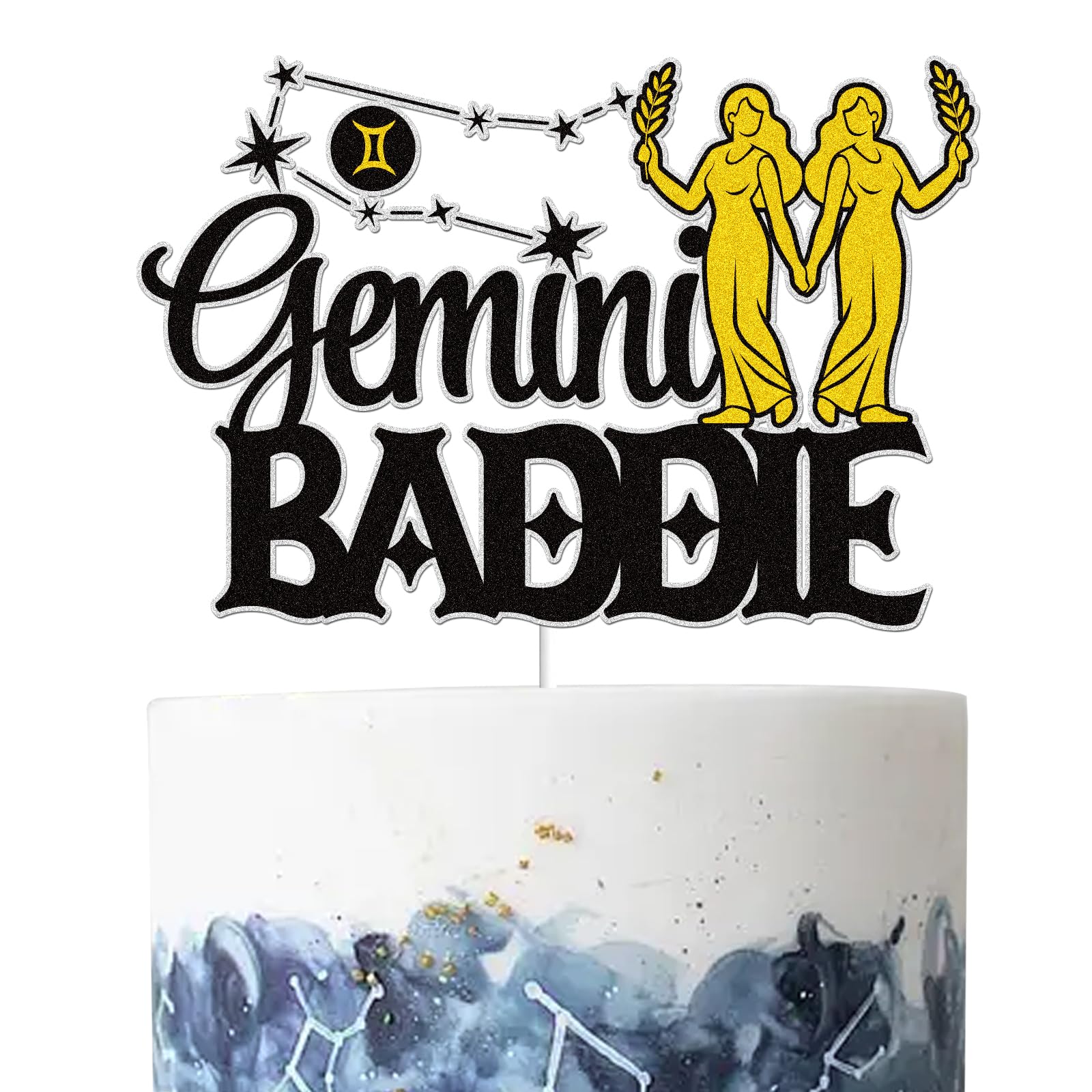 Amazon.com: LINGBOOM Gemini Baddie Cake Topper Big Gemini Energy It's Gemini Birthday Cake Decor ...