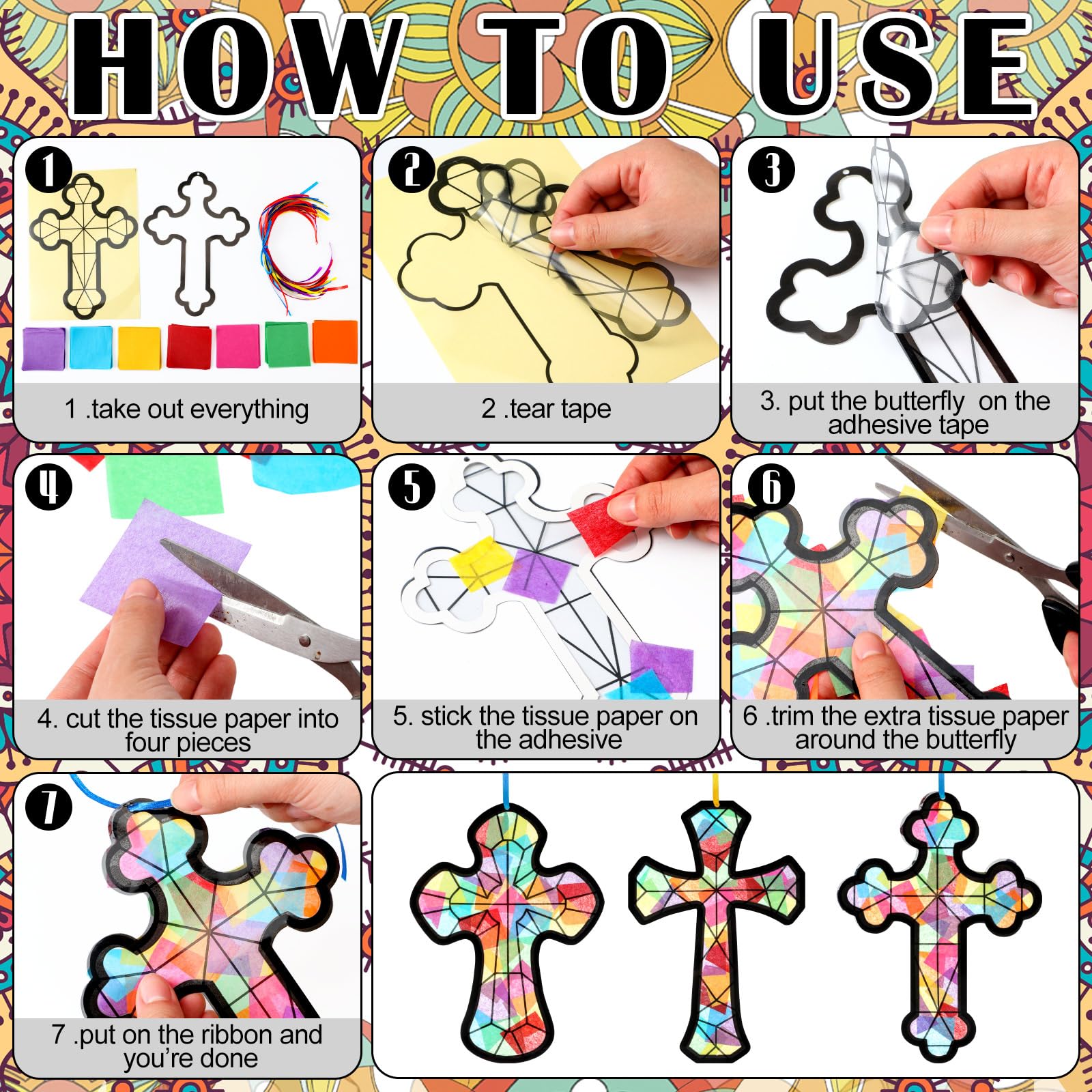 Snapklik.com : 32 Pcs Easter Cross Suncatchers Craft Kit, Christian ...