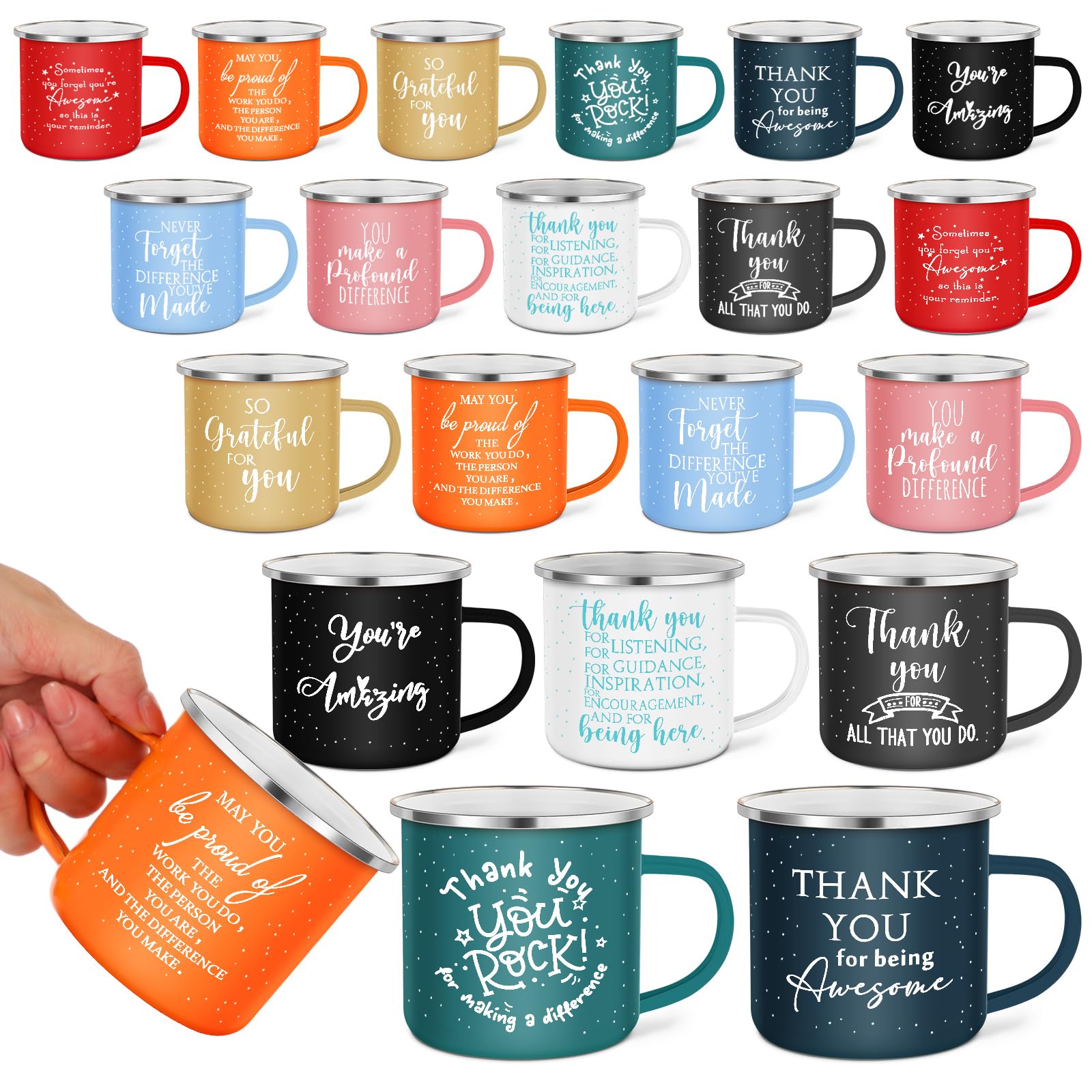 20 Pcs Thank You Gifts Mugs 12 oz Enamel Thank You Mug Coffee Mugs for ...