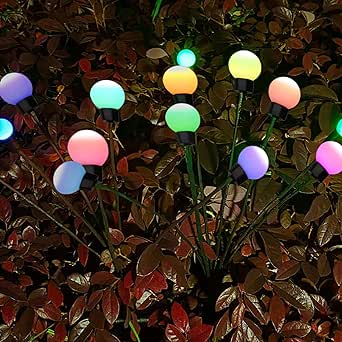 Santoy 2PCS 16LED Solar Powered Firefly Lights,Solar Outdoor Lights Waterproof-Solar Garden ...