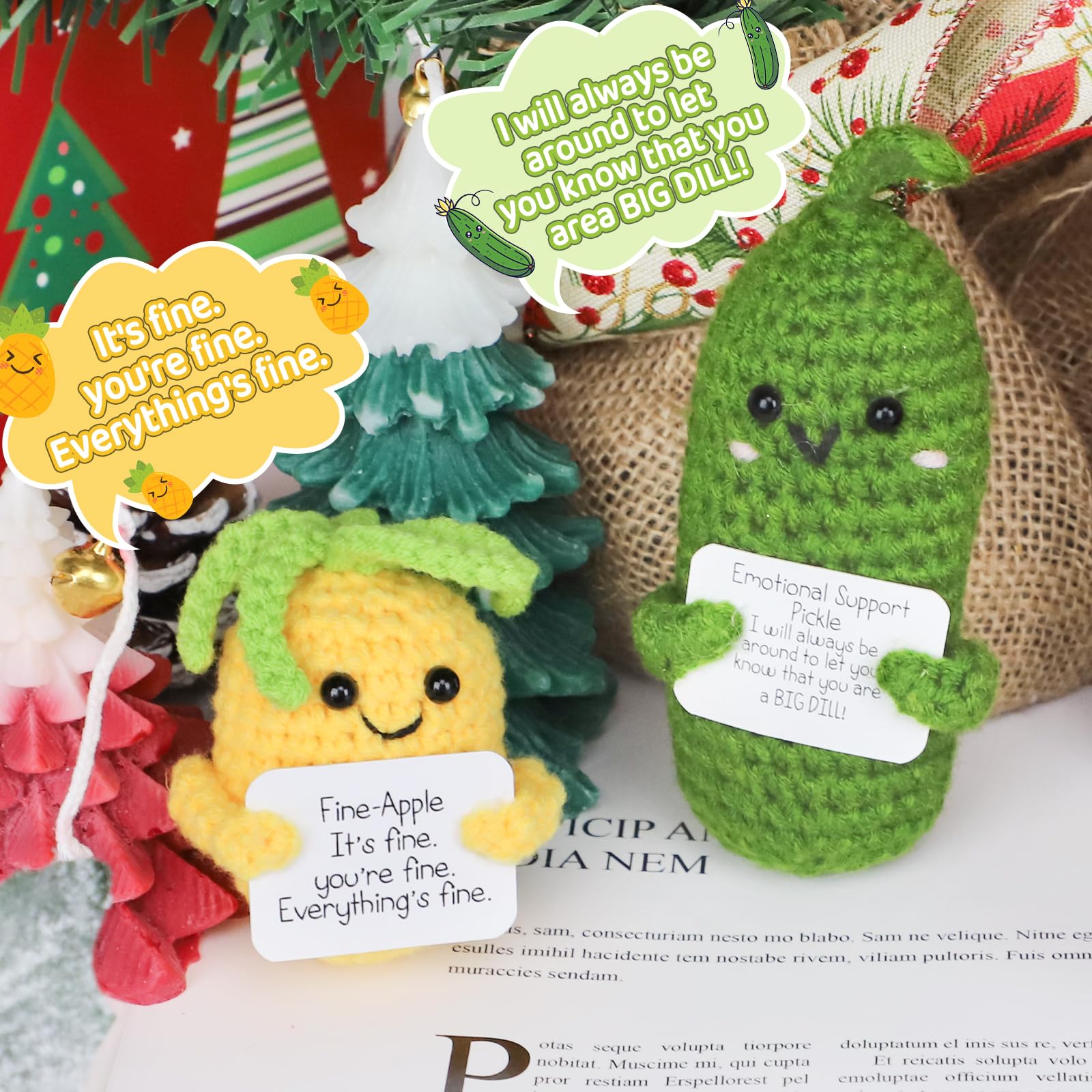 DOINEUFL 2 PCS Emotional Support Pickle, Cute Positive Pickle Gift ...