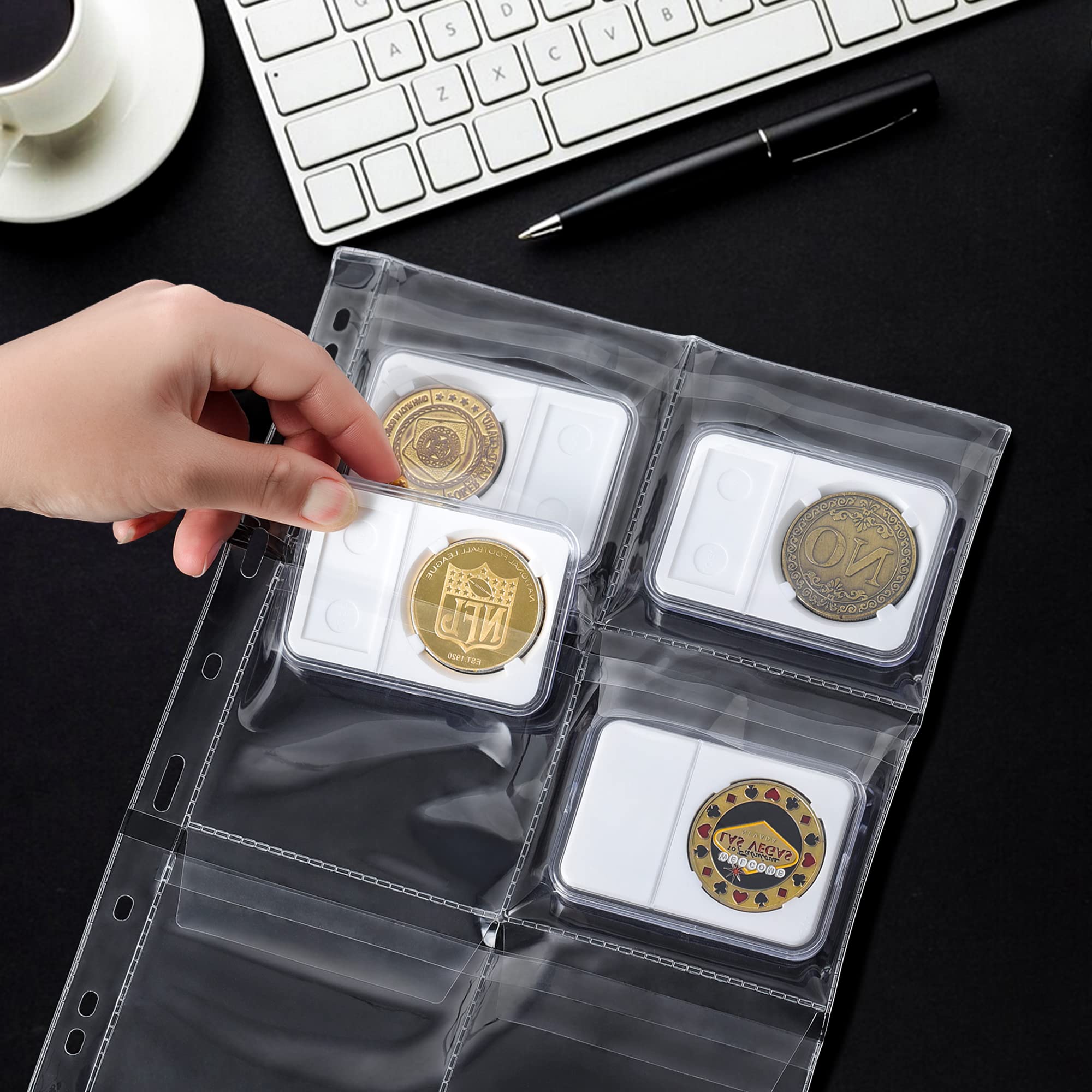 Snapklik.com : 60 Pockets Coin Binder Pages - 3.83.2 Inch Holders 10 ...