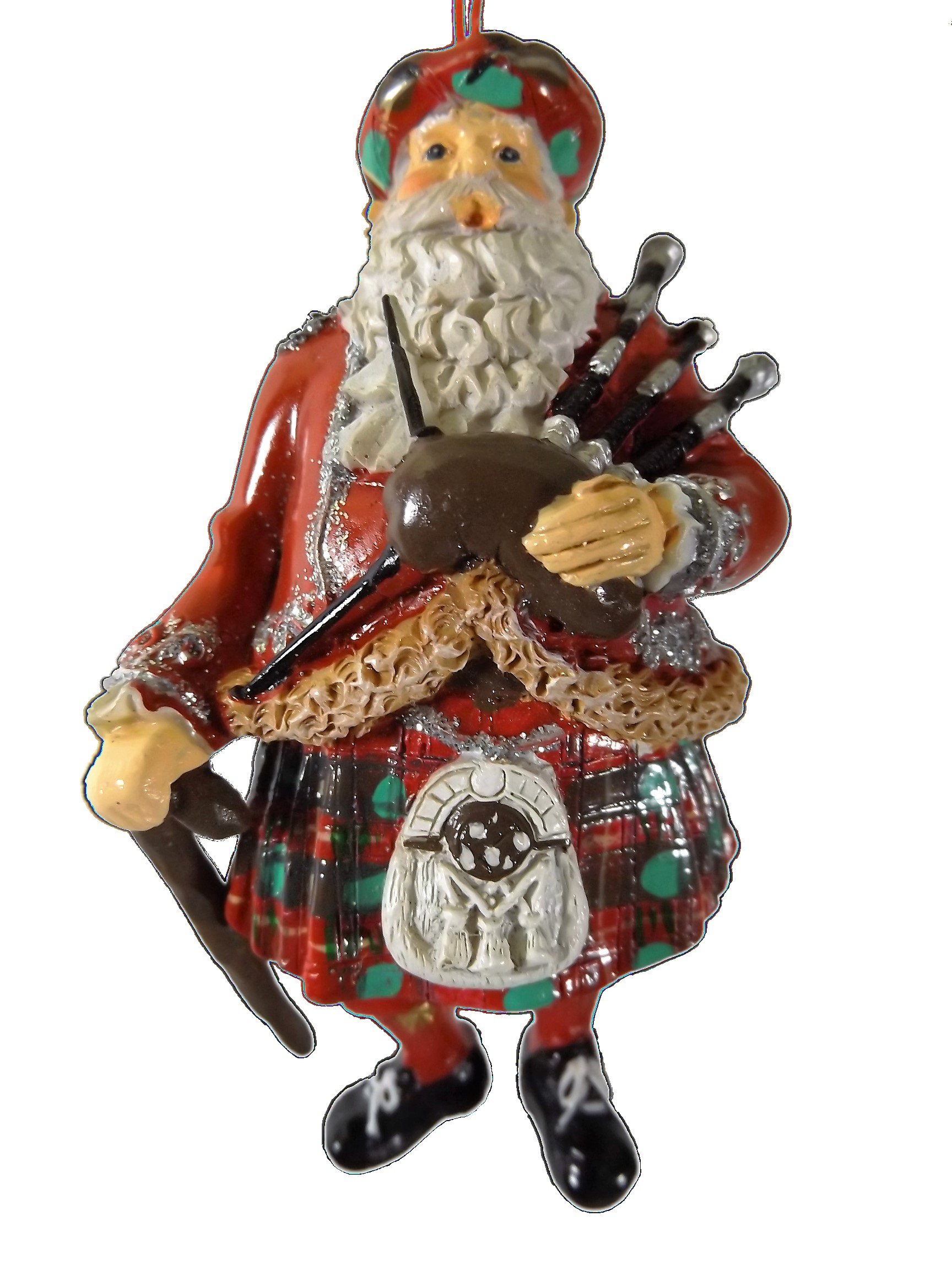 Amazon.com: Scottish Santa Clause with Bagpipes Kilt and Cane Christmas ...