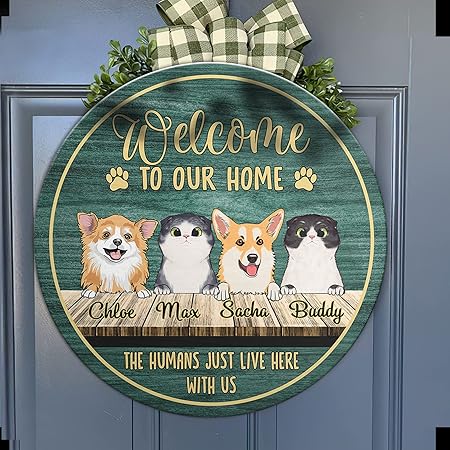 Amazon.com : Funny Welcome Front Door Dog Pet Sign, Farmhouse Adorable ...