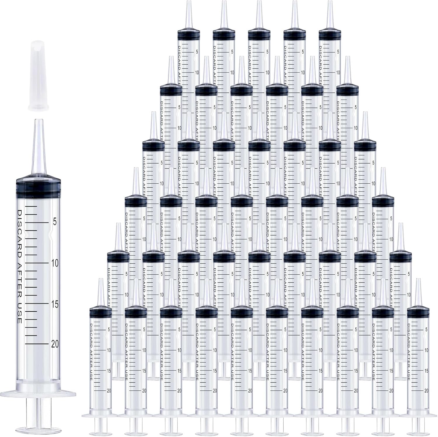 Amazon.com: Bulk 100 Pack 20ml Plastic Large Syringes with Tip Cap, Measuring Syringe for ...