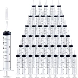 Bulk 100 Pack 20ml Plastic Large Syringes with Tip Cap, Measuring ...