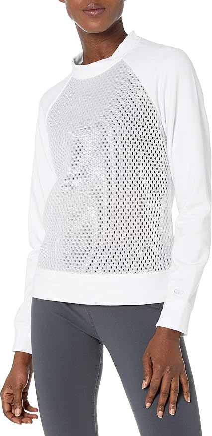 Alo Yoga Elemental - Playera de Manga Larga para Mujer, Blanco, L ...