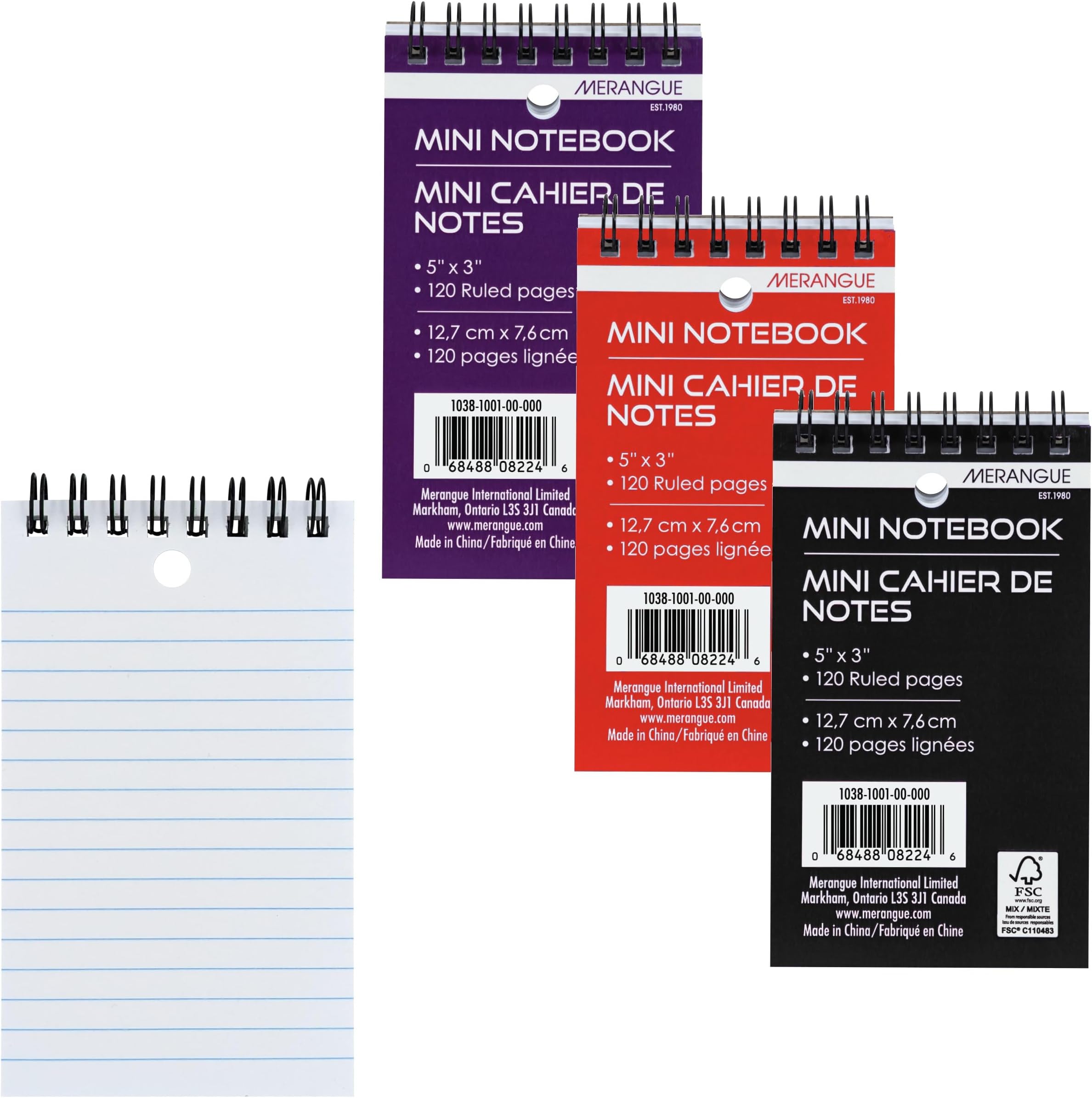 Merangue Mini Spiral Notebooks, Ruled Paper, Pocket Sized, Memo Pad, 5 ...