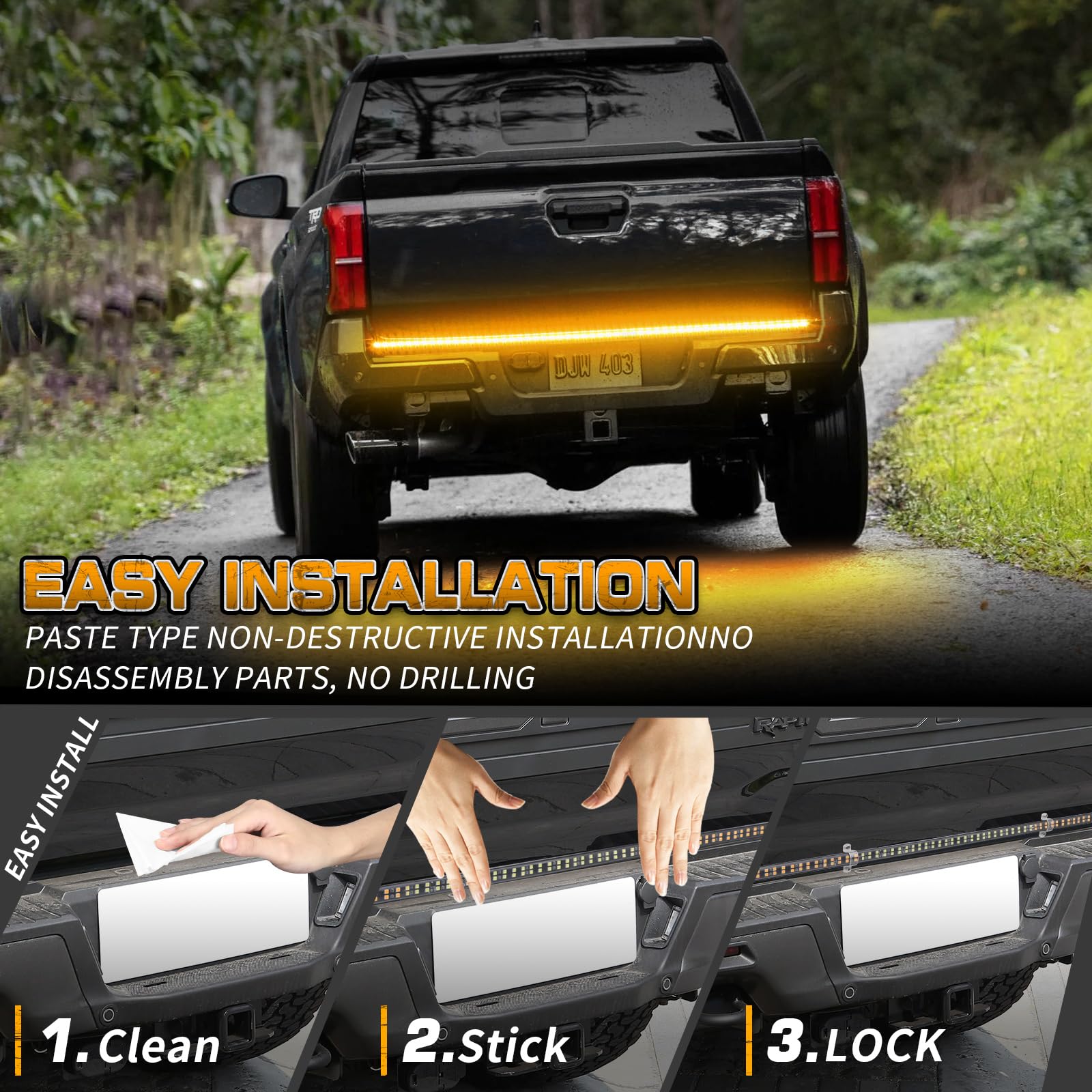 Snapklik.com : 48 Inch Truck Tailgate Amber Strobe Lights Strip Rear ...