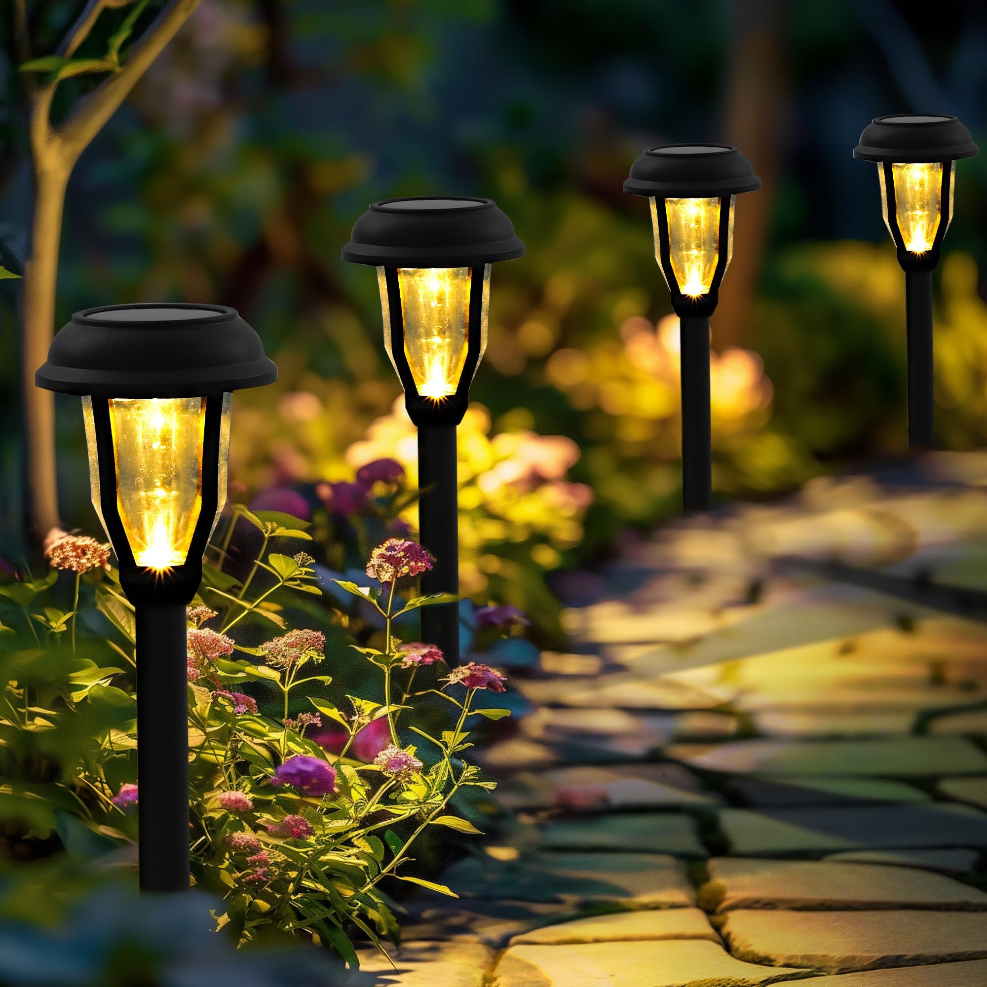 Solpex Solar Pathway Lights Outdoor, 6 Pack Bronze Finshed Waterproof ...