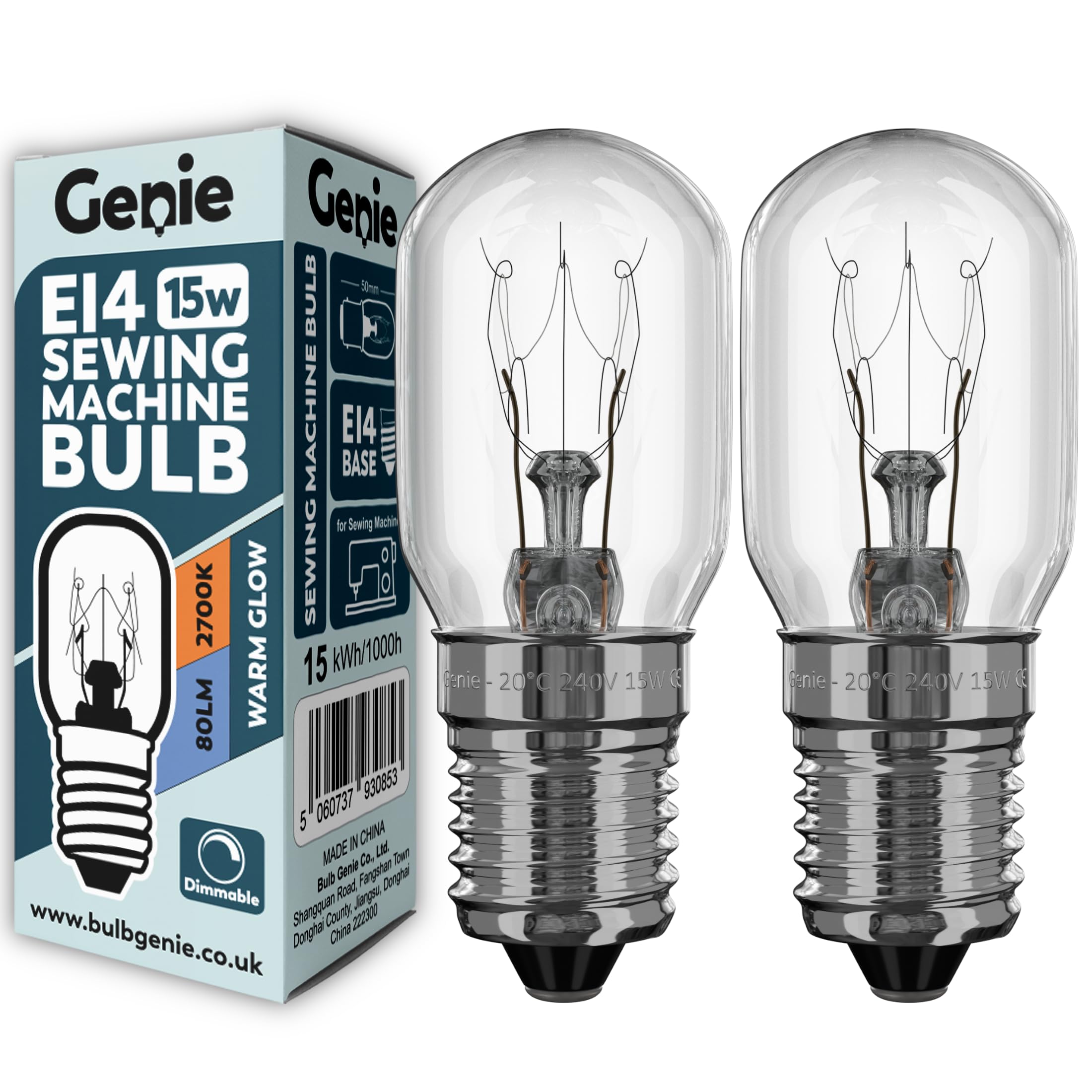 15W E14 Sewing Machine Incandescent SES Screw Light Bulbs 230V (Pack of ...