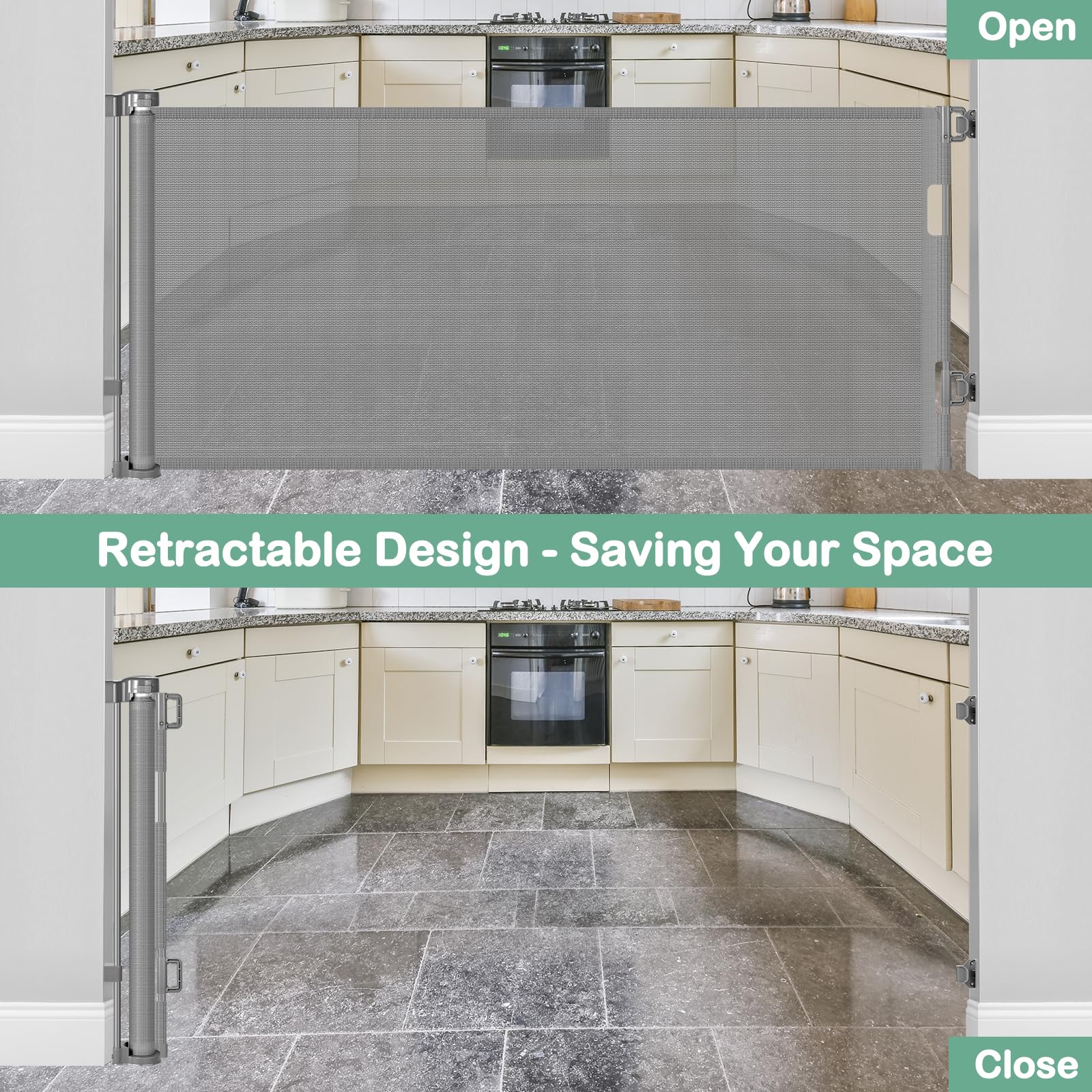 Snapklik.com : 80 Inch Wide Retractable Baby Gates For Dogs Indoor ...