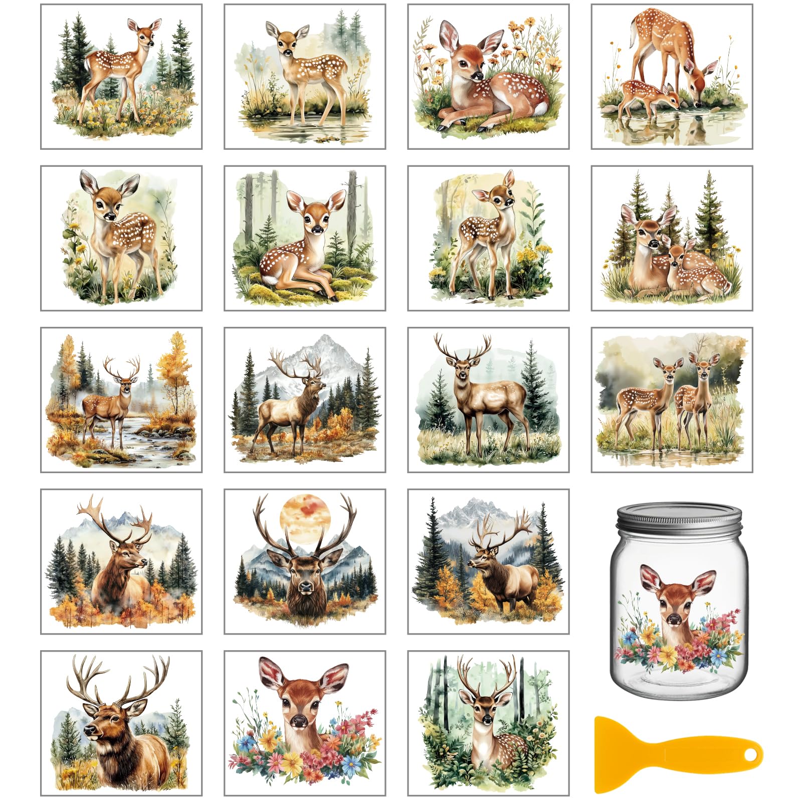 Snapklik.com : 18 Sheets Nature Sika Deers Rub On Transfers Forest ...