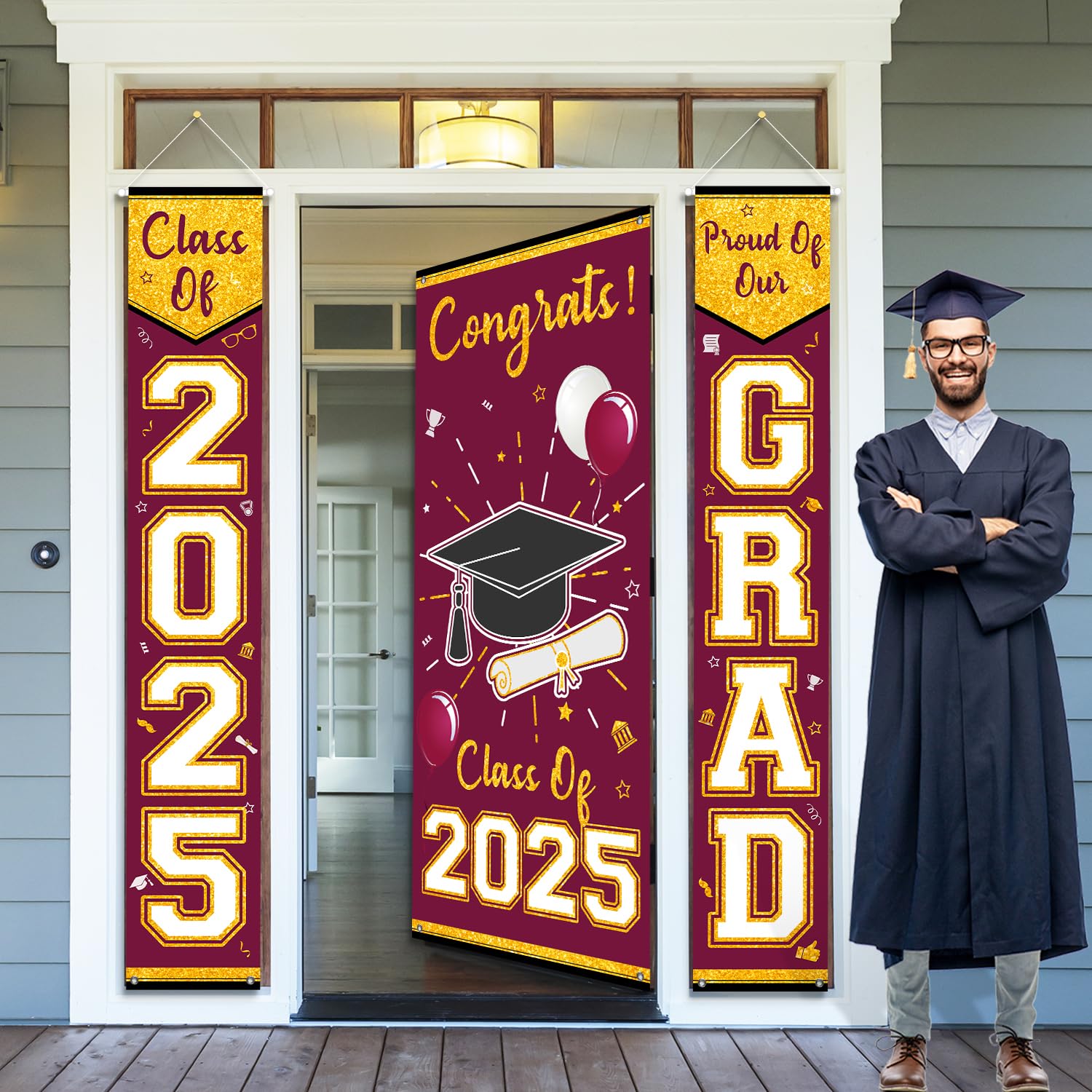 Maroon Gold Graduation Background