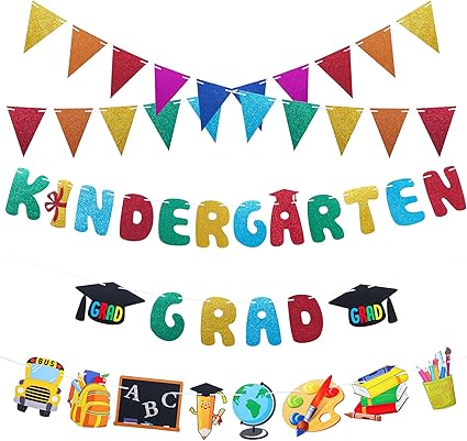 Amazon.com: 5 PCS Kindergarten Graduation Party Banners Congrats Grad ...