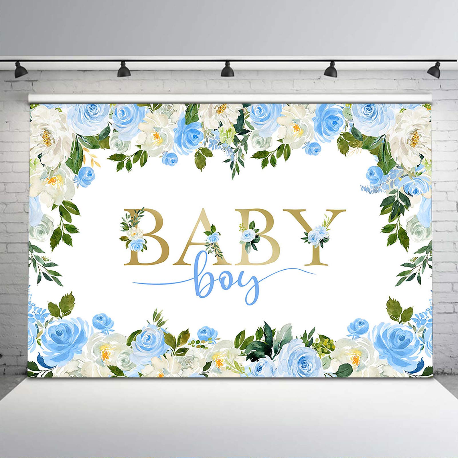 Baby Shower Blanco Y Azul Decoración Para Cumpleaños Fondo Azul