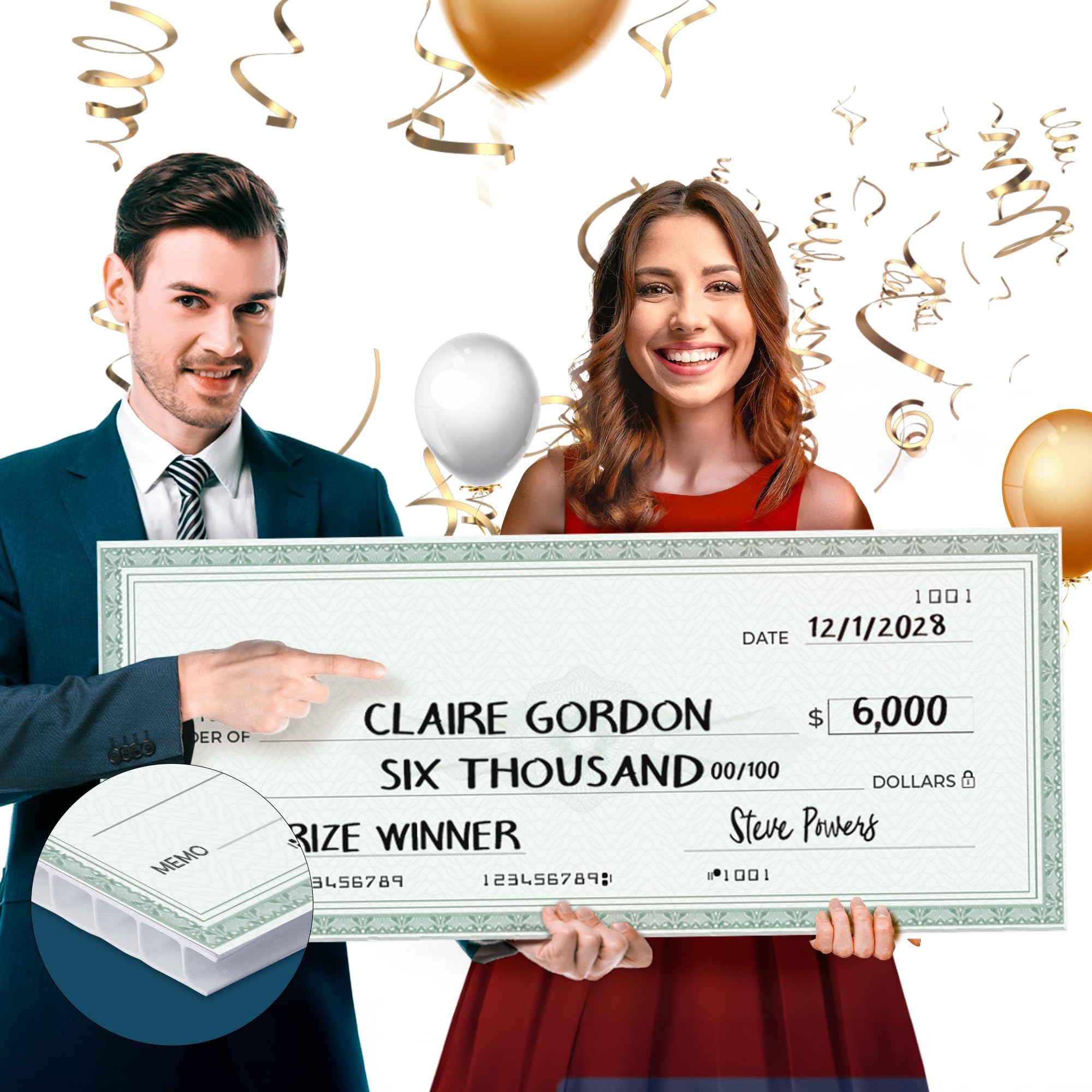 Amazon.com : 12 Pcs Giant Blank Big Checks for Presentations 30 x 16 ...