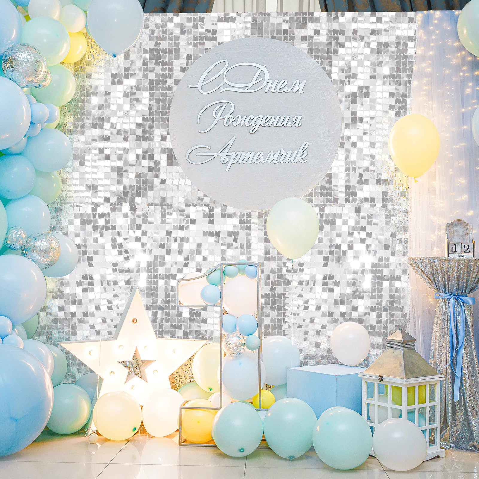 Snapklik.com : 18PCS Silver Disco Backdrop, Silver Streamer Panels ...