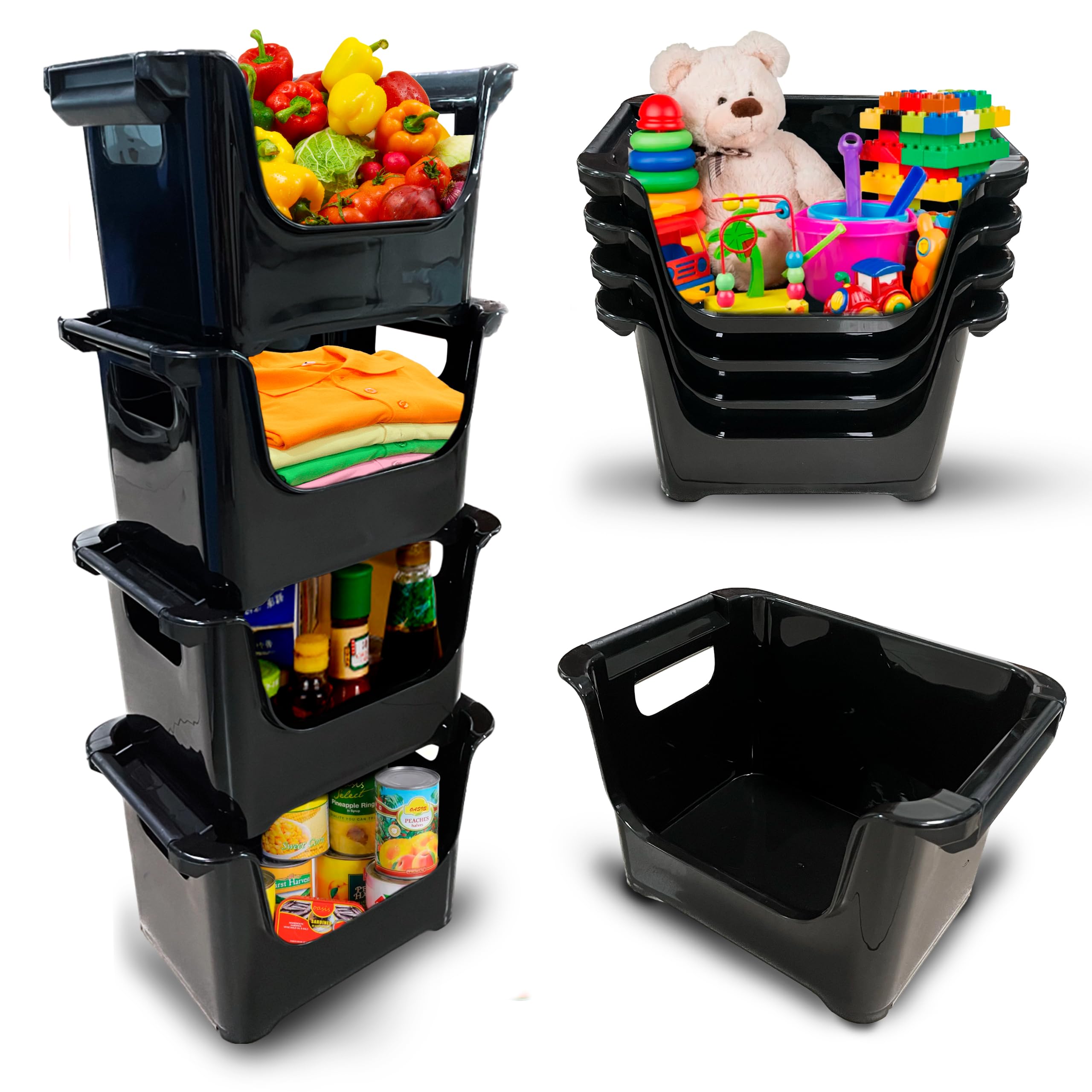 Snapklik.com : Skywin TidyFriend Stackable Storage Bins For Pantry - 4 ...