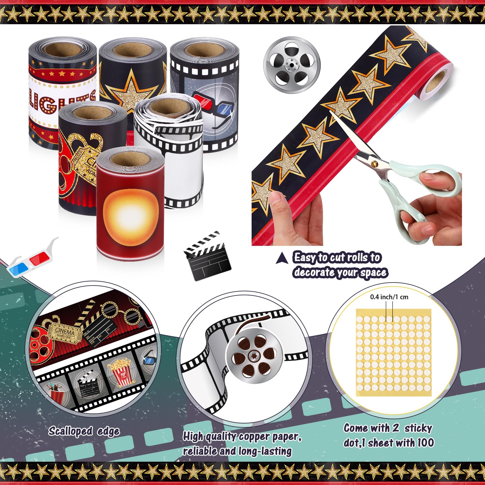 Snapklik.com : 160ft Movie Night Borders For Bulletin Board, Movie ...