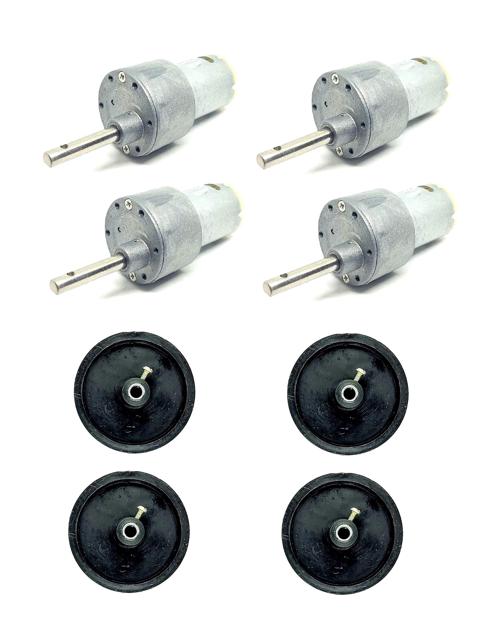 Buy INVENTO 4pcs 12v 10 Kg-cm 30 RPM Side Shaft High Torque Geared DC ...