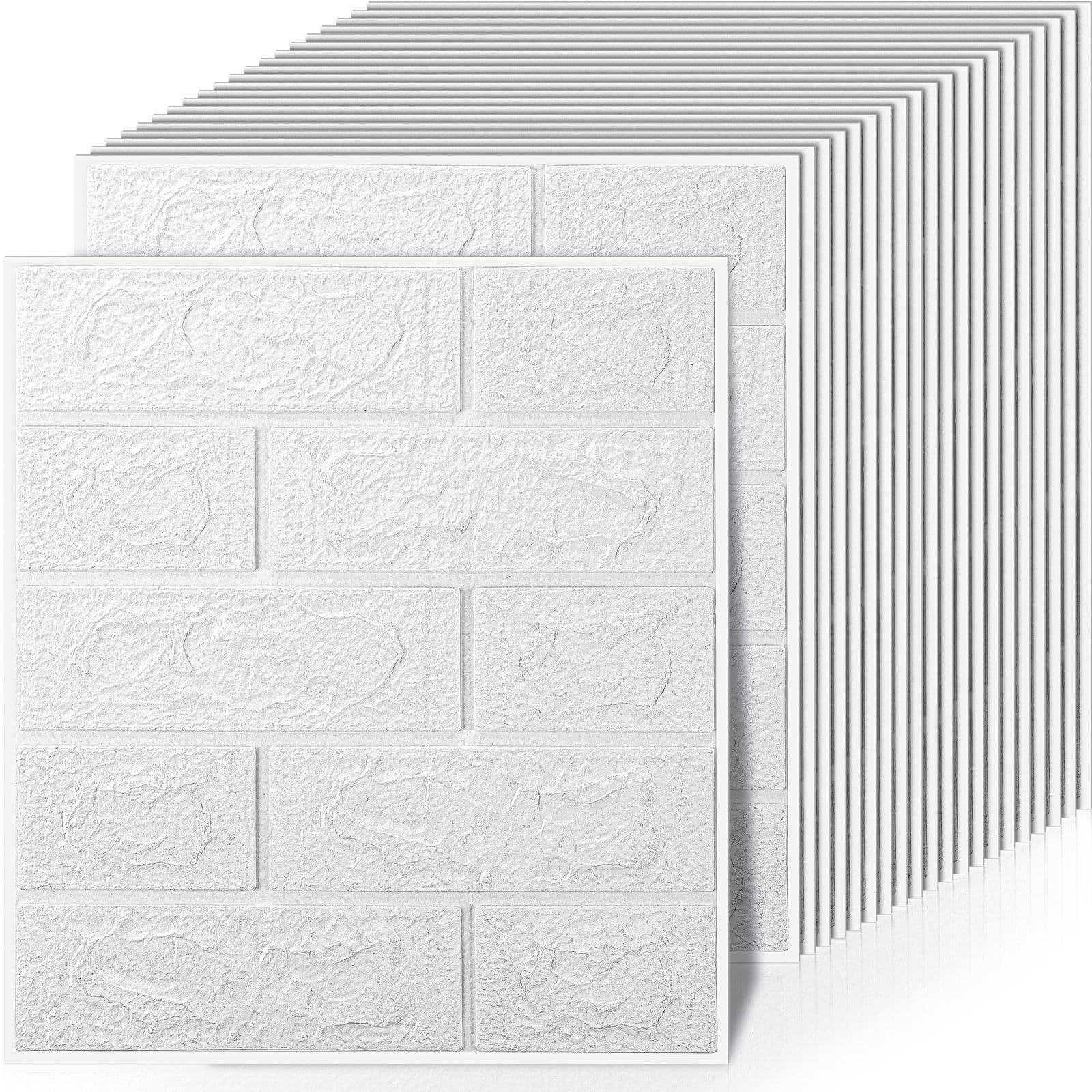 60 Pcs 3D Wall Panel Brick Textured Wall Panel Waterproof Decorative ...