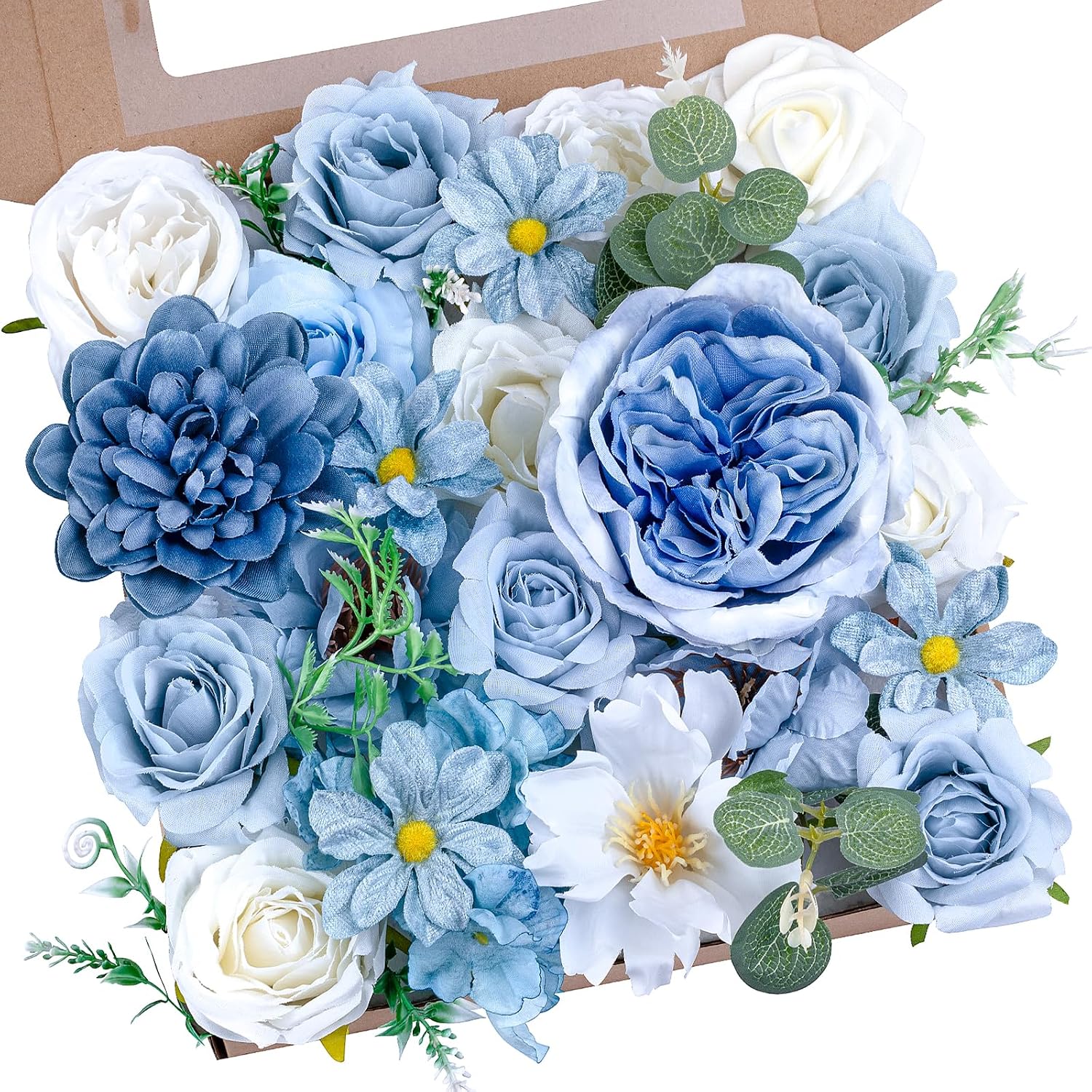 Amazon.com: BSMYBO Dusty Blue Artificial Flowers Combo, Baby Blue ...