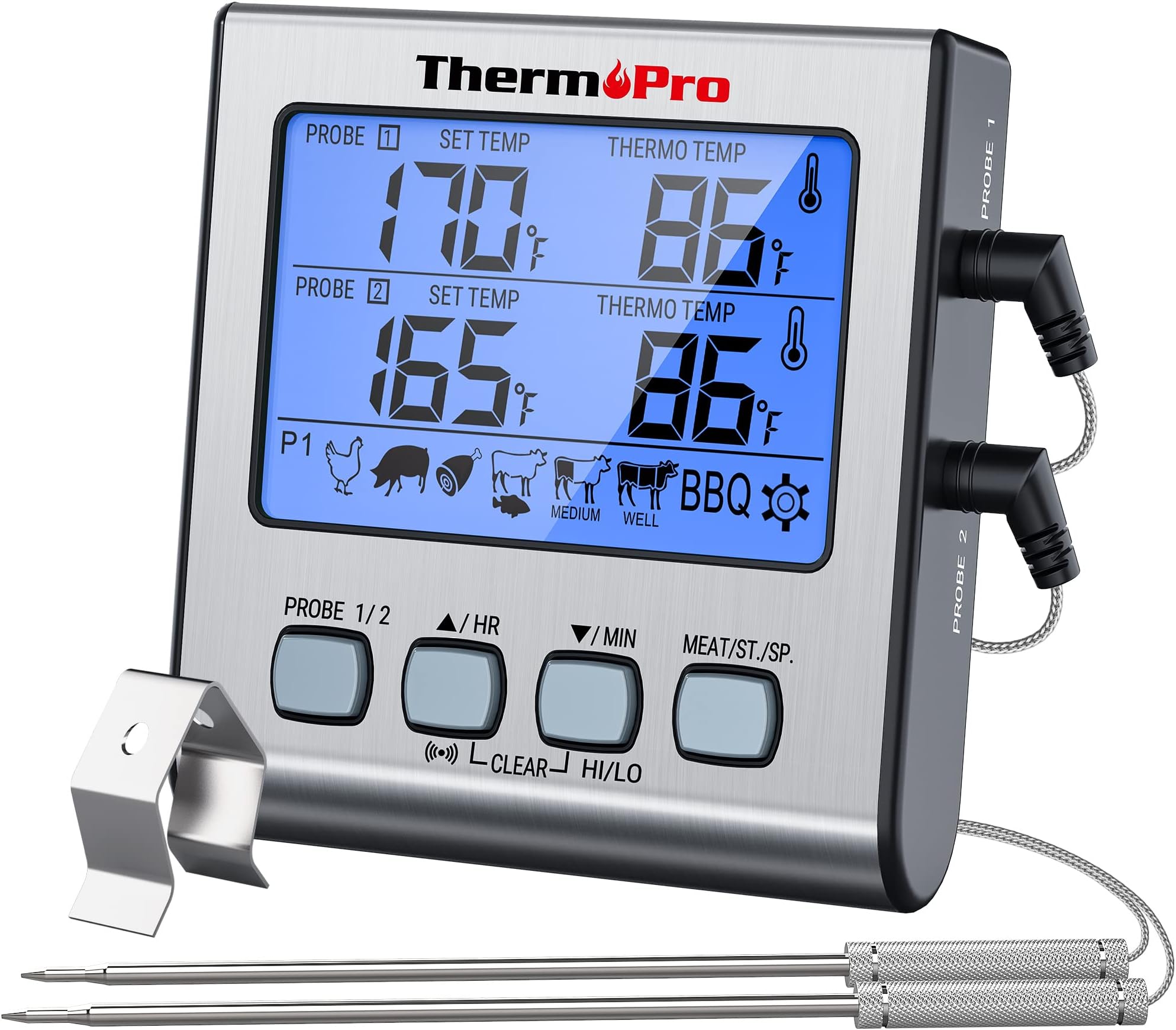 ThermoPro TP17 Digital Meat Thermometer with Dual Temperature Probe ...