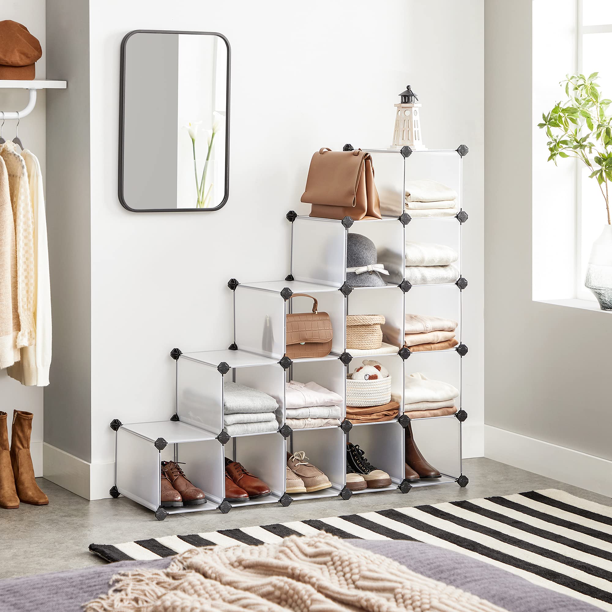 Buy SONGMICS Interlocking Shoe Rack, Rectangular Storage Organiser, 15 ...