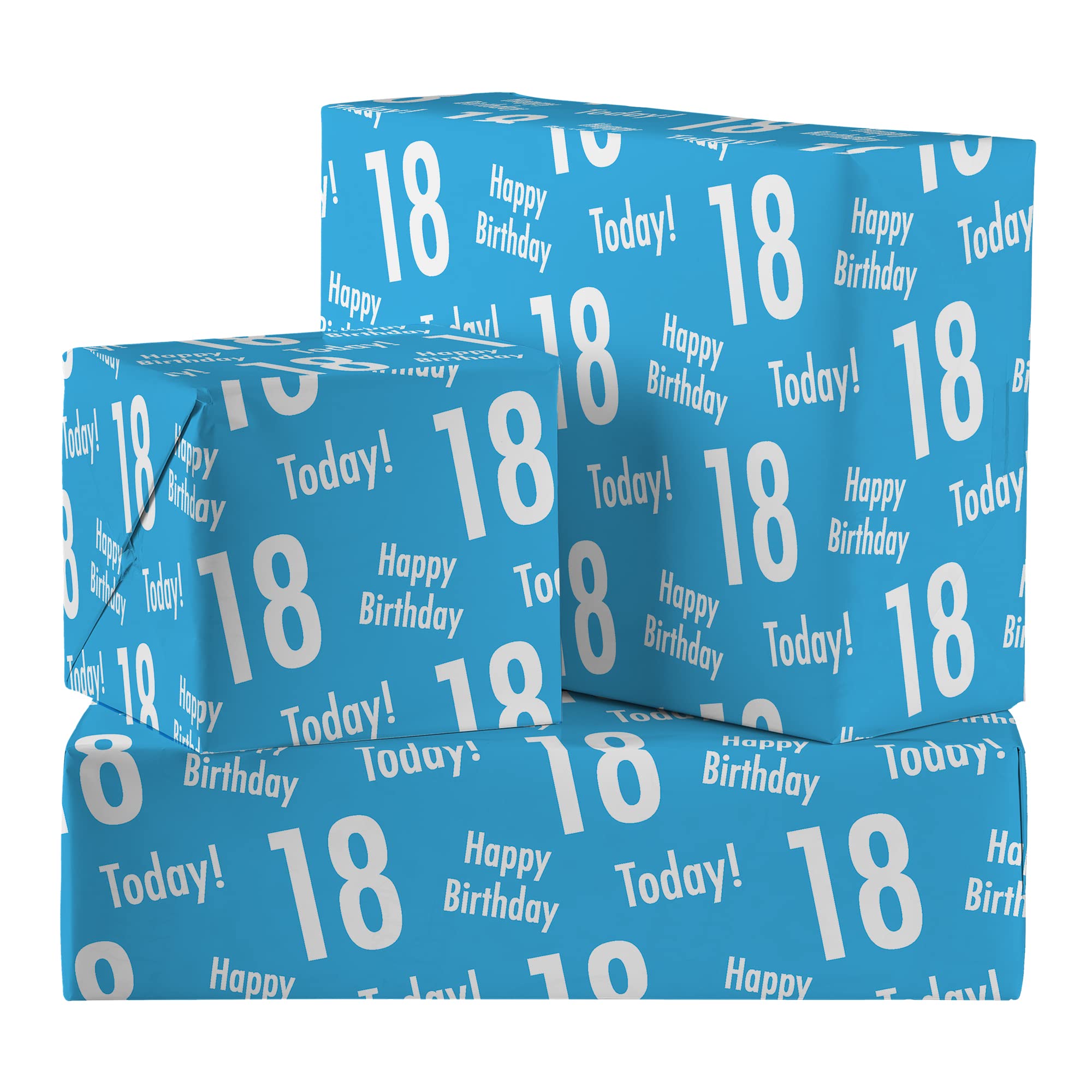 Hunts England - 2 Sheets Of 18th Birthday Blue Luxury Wrapping Paper ...