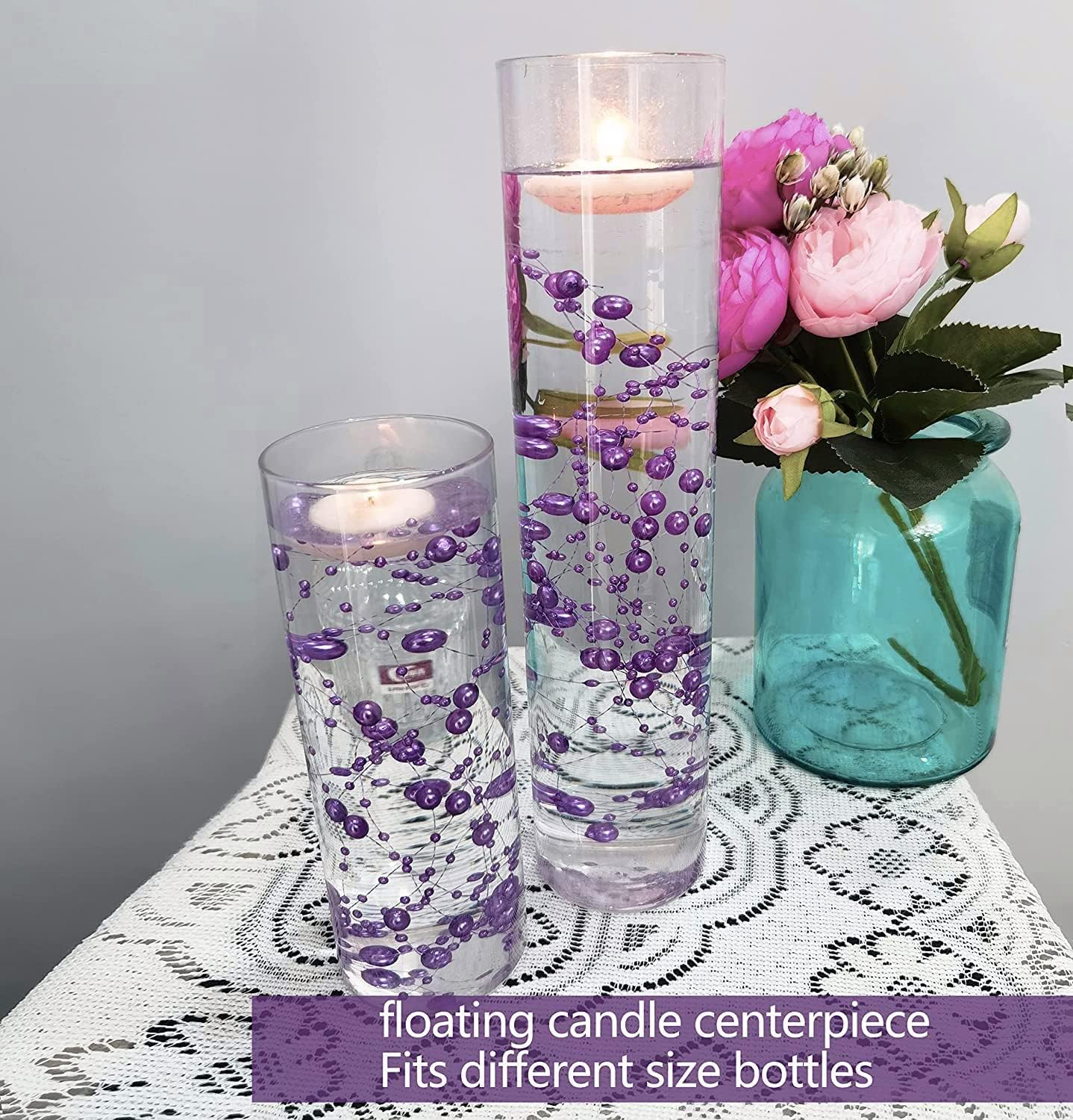 Candle Centerpieces Water Pearls For Weddings