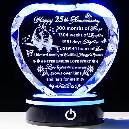 Amazon.com: YWHL 25th Wedding Anniversary Crystal Heart Gifts for ...
