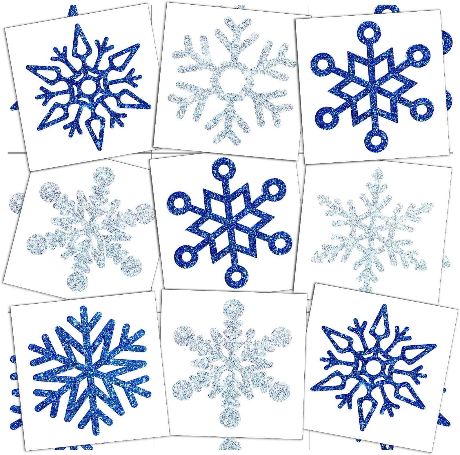 Amazon.com: ZZXLLRO 10 Sheets Snowflake Glitter Tattoos, Winter Blue ...