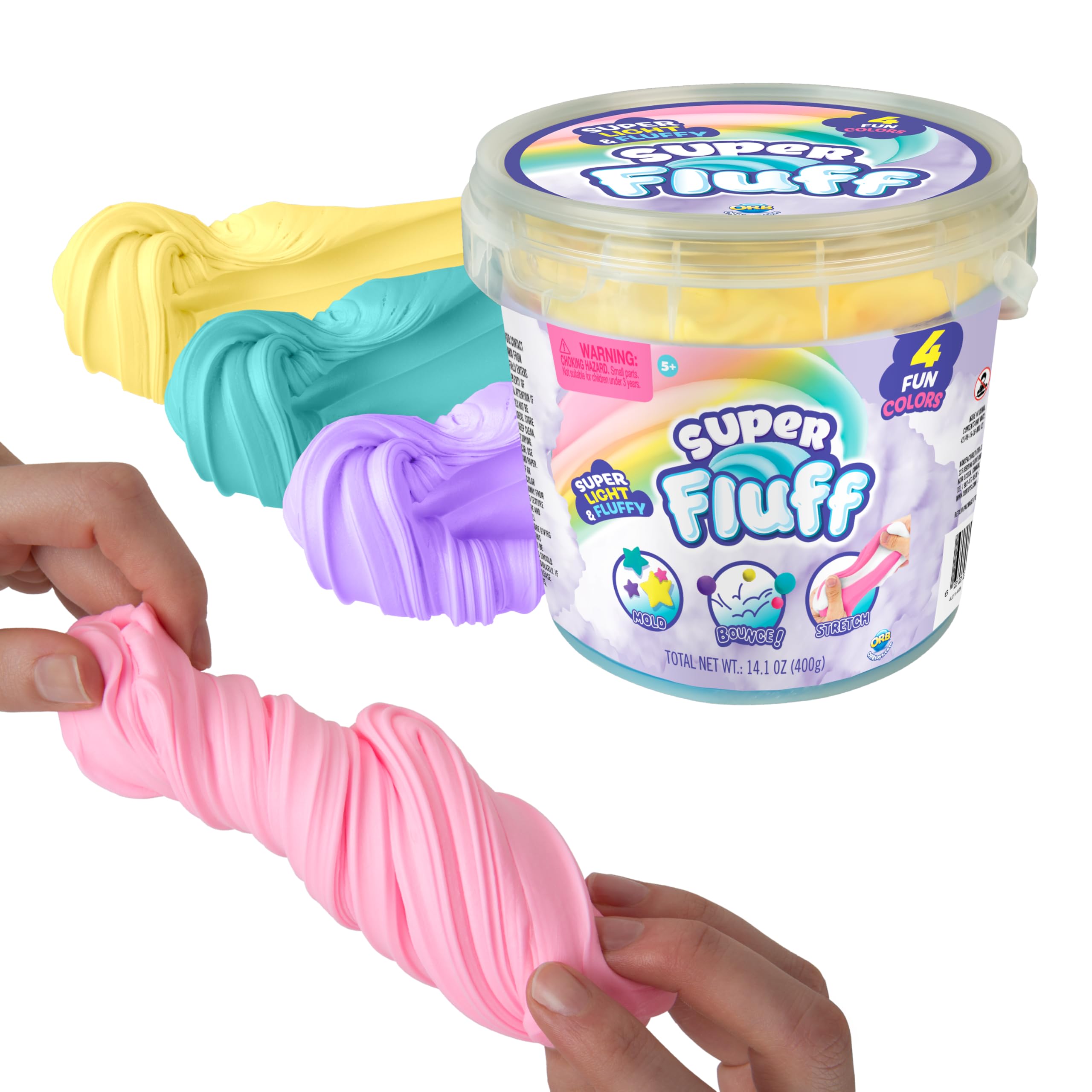 Amazon.com: ORB Super Fluff Slimi 4 Pack Bucket Color Set 1 - Yellow ...