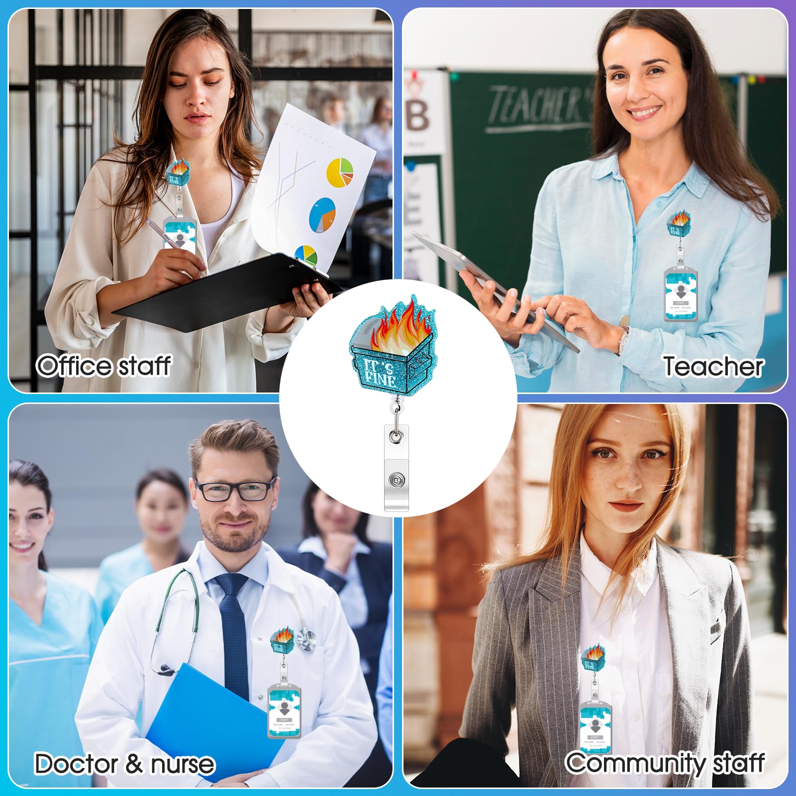 Snapklik.com : Funny Badge Reels Retractable Name Tag Alligator Clip ...
