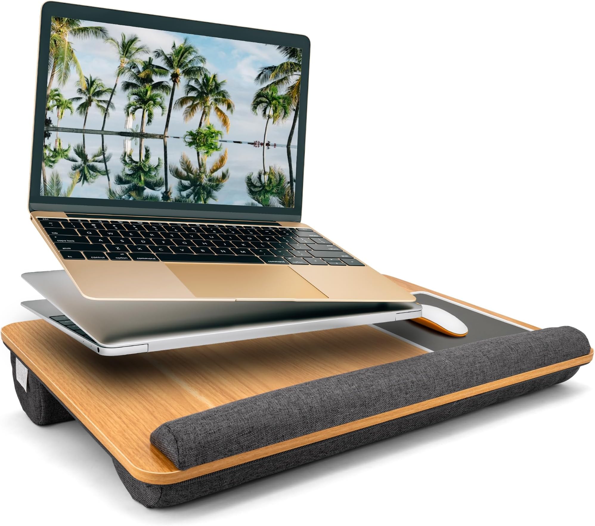 SEFFO Large Lap Desk Laptop Tray: Portable Stand With Cushion, Built In ...