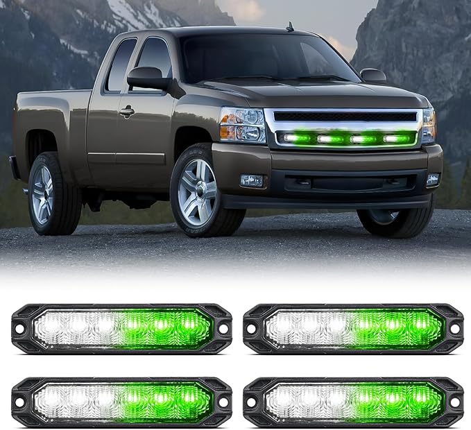 Amazon.com: Nilight 4PCS 6LED Green White Emergency Strobe lights 12V ...