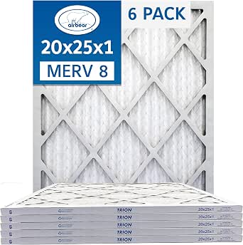 Trion Air Bear T08-1"" MERV 8 Pleated Air Filter (6-Pack) (20x25x1 ...