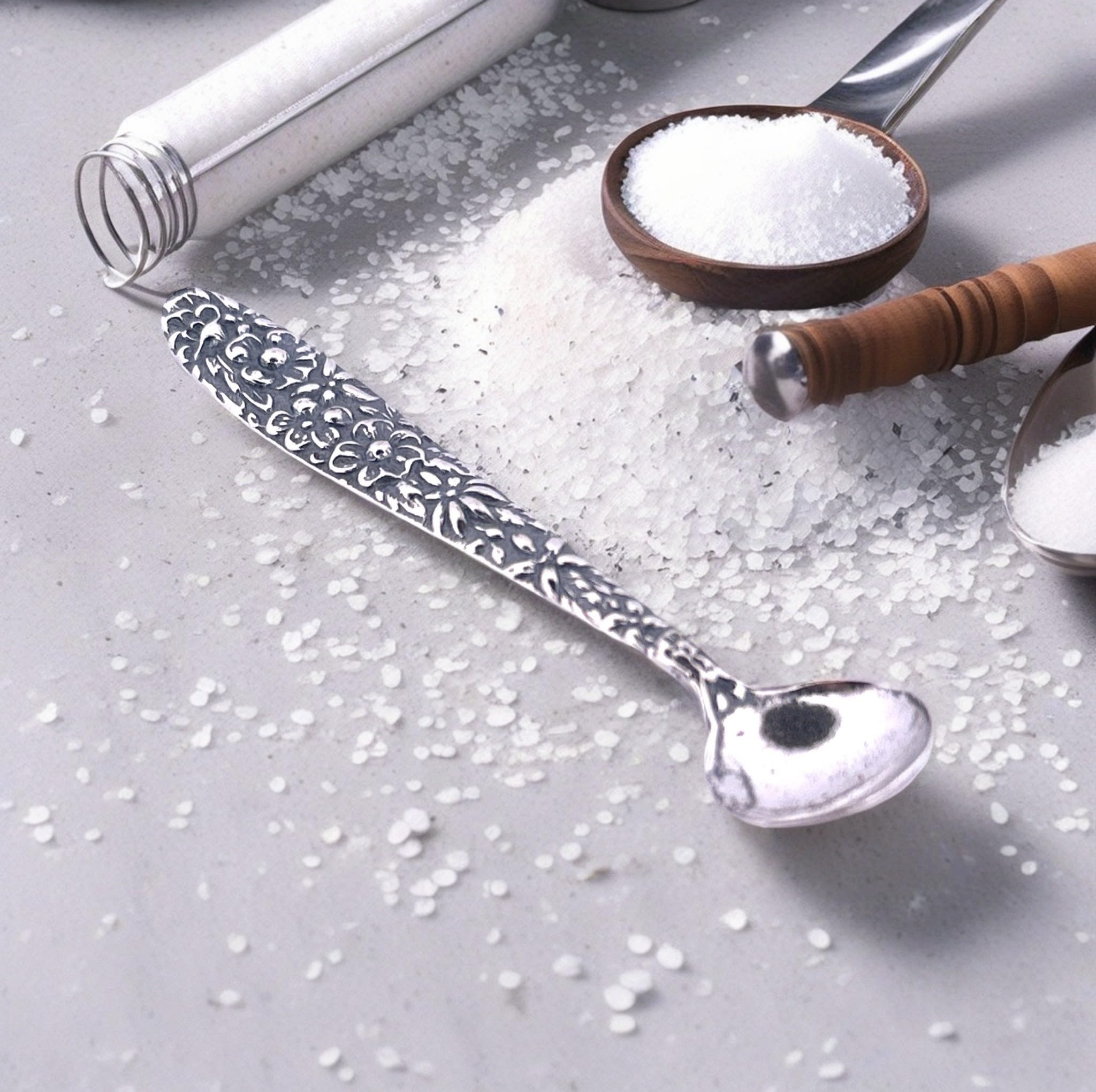 Amazon.com: APOLEEA 925 Sterling Silver Small Salt Spoon - Premium ...