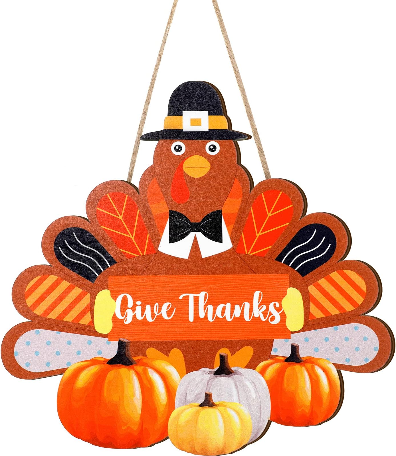Amazon.com: 2 Pieces Give Thanks Wood Sign and Happy Thanksgiving Door ...