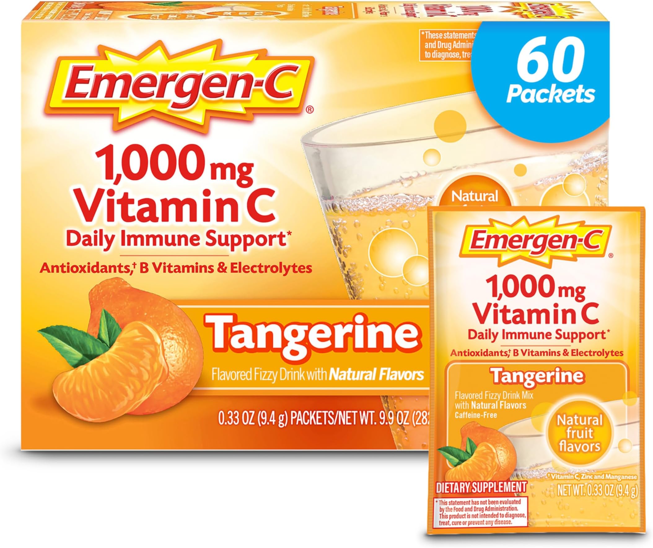 Amazon.com: Emergen-c Vitamin C 1000mg 90 Packets 3 Variety Cartons NET ...