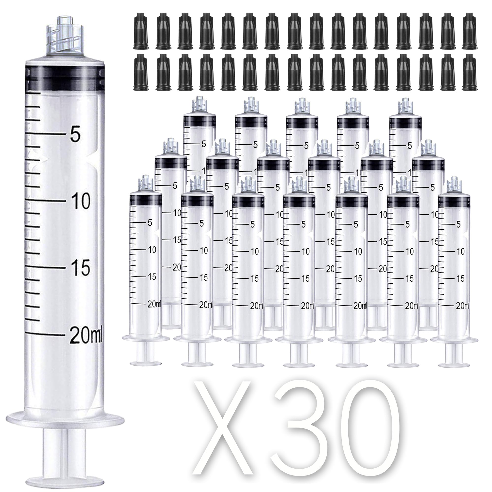 Snapklik.com : 30 Pack 20ml Luer Lock Syringe Without Needle Plastic ...