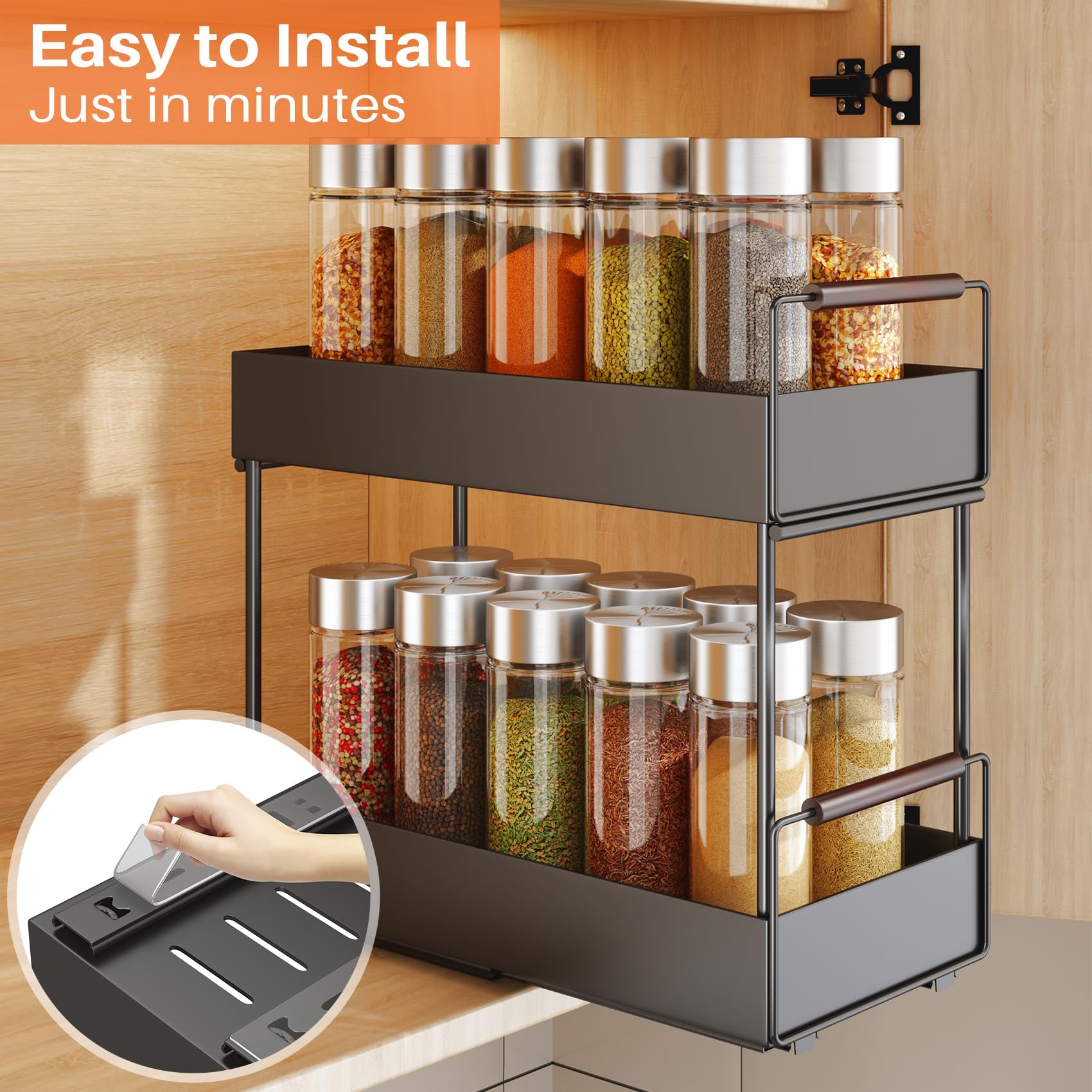 Snapklik.com : Pull Out Spice Rack Organizer For Cabinet,Vertical Slide ...