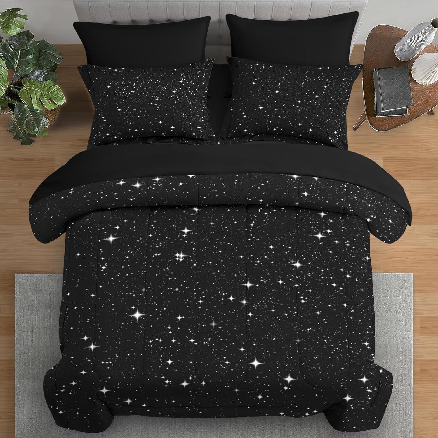 Amazon.com: Pamnest Comforter Set Queen Size, Space Starry Deep 7 Pcs ...