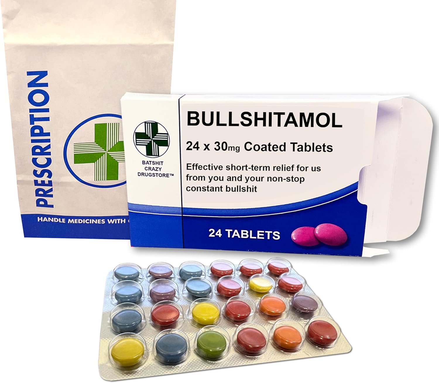 Joke Pill Box Prank Including Blister Pack of Chocolate Bean Sweets ...
