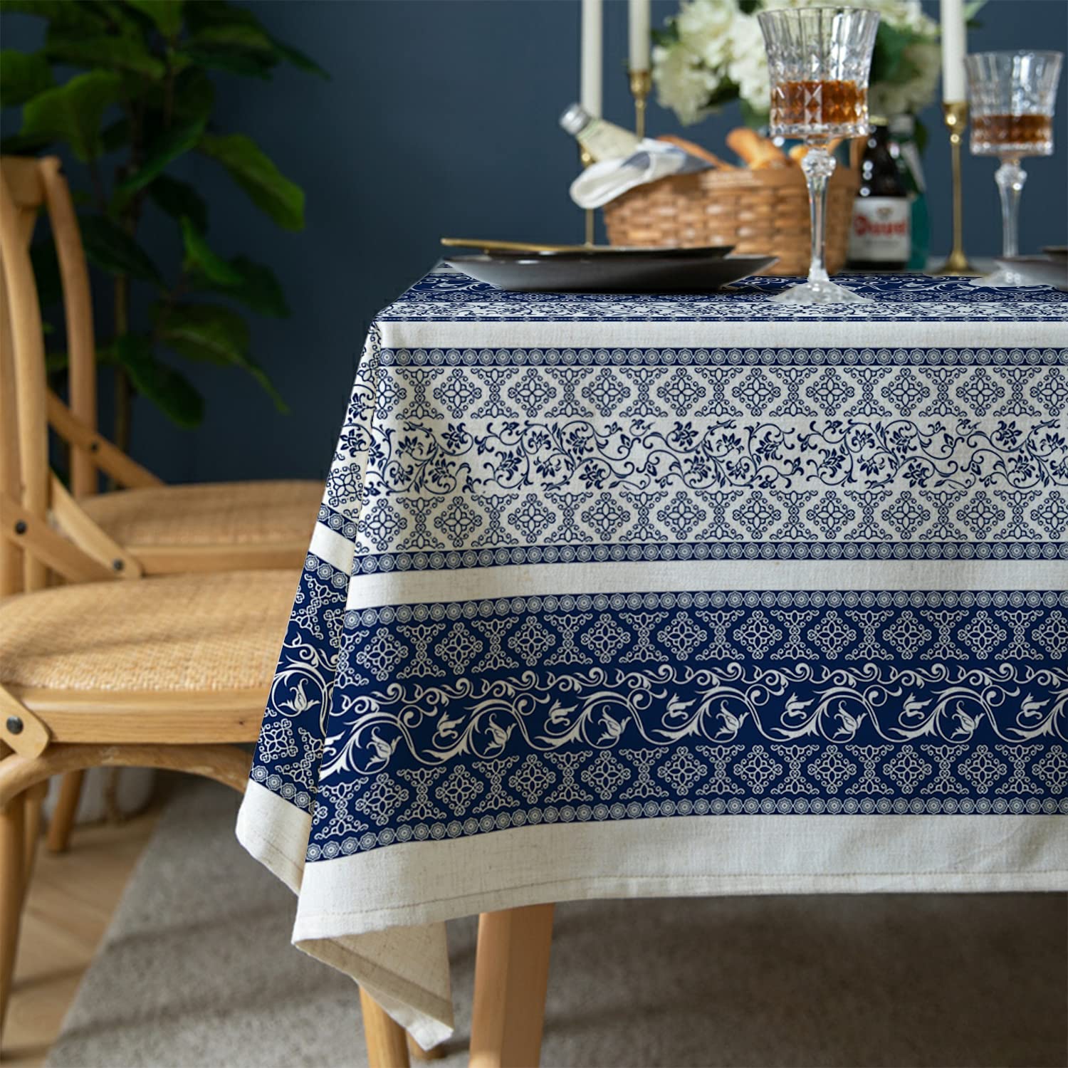 Amazon.com: Virtumob Rectangle Tablecloth - 60 x 120 Inch Blue Bohemia ...