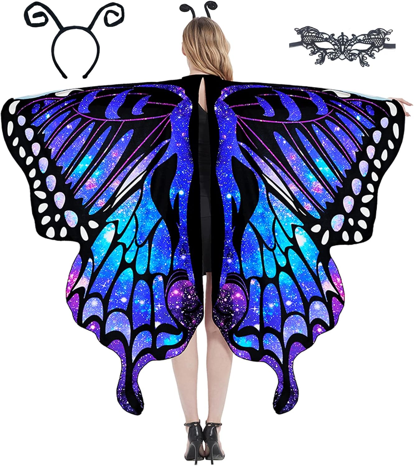 Amazon.com: GRAJTCIN Butterfly Wings Cape for Womens Halloween Fairy ...