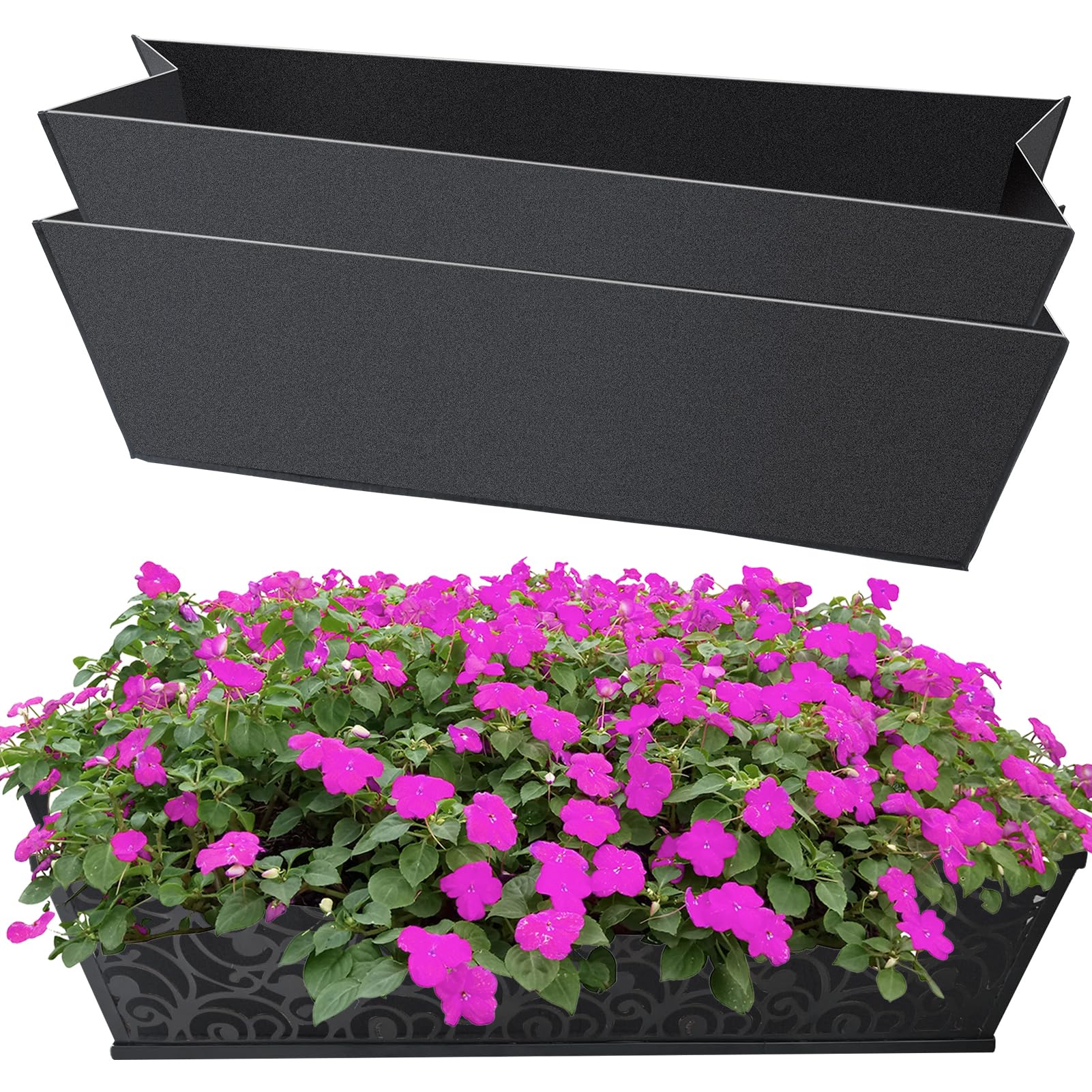Amazon.com: 2PCS 24Inch Rectangle Window Box Liner Felt Planter Basket ...