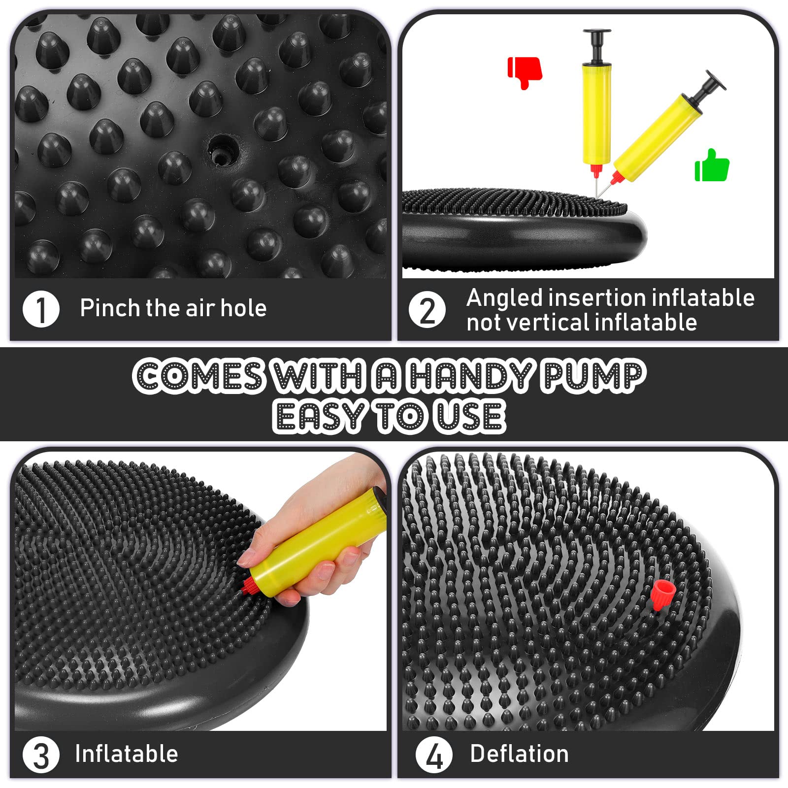 AppleRound Inflated Wobble Cushion With Pump, Air Stability Board, Core ...